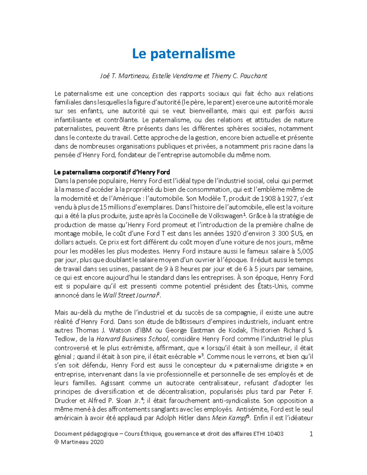 S-8 Le paternalisme - Notes de cours 8 - Document pédagogique – Cours ...