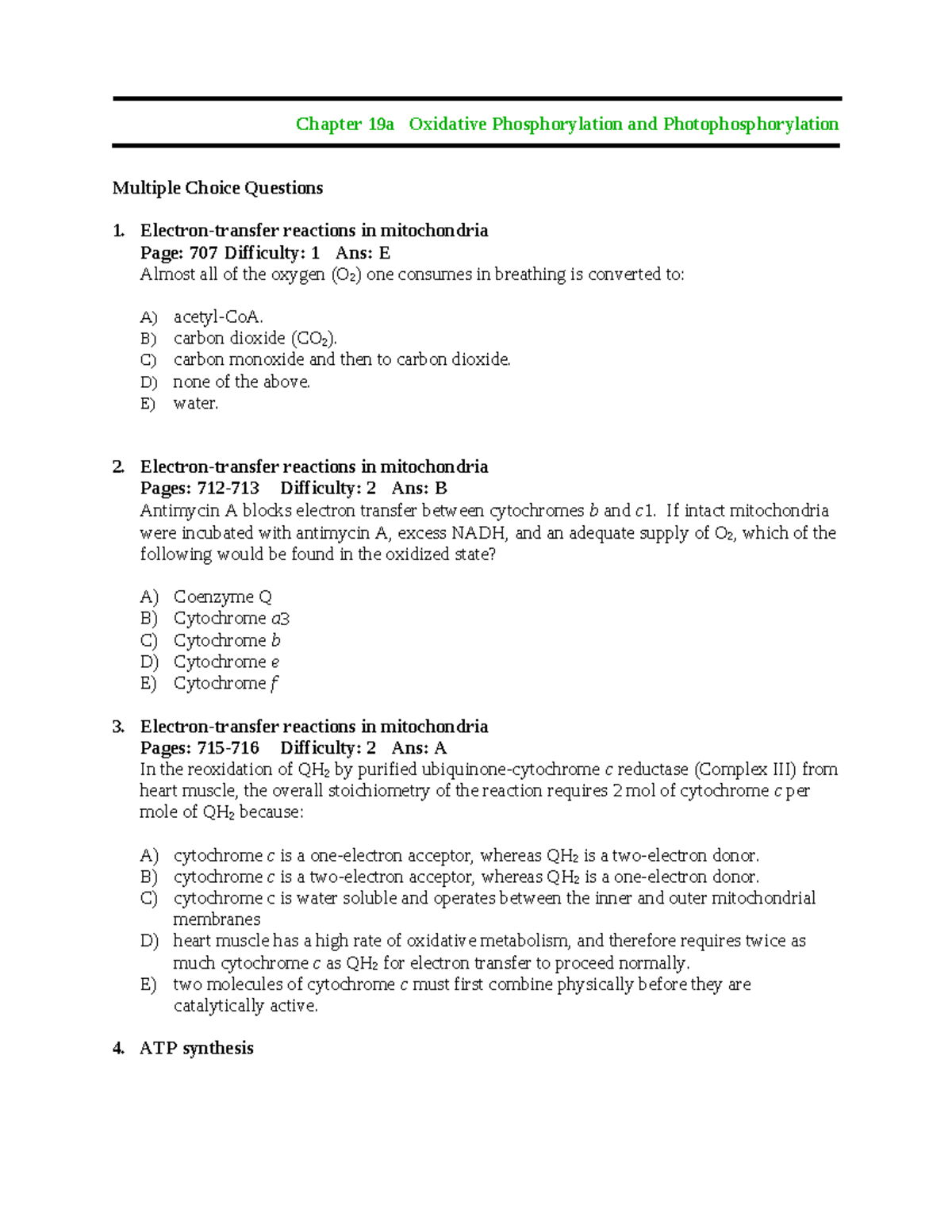 Chapter 19a Oxidative Phosphorylation and Photophosphorylation ...