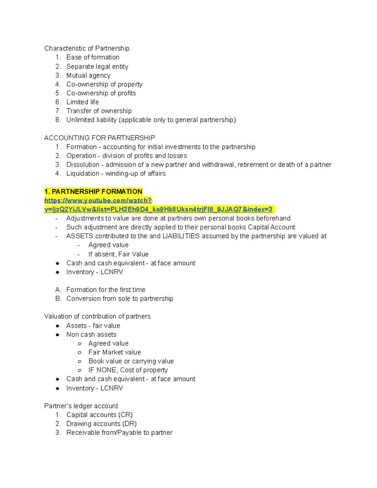 1 Partnership FODL - Business LLaw - Characteristic of Partnership 1 ...