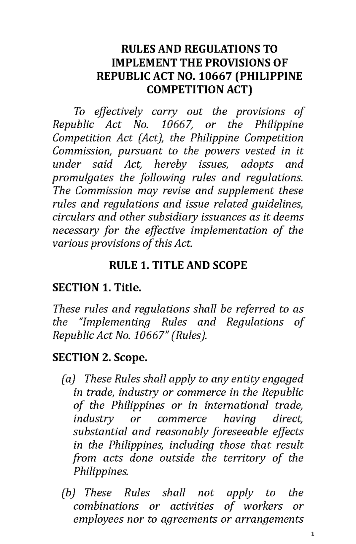 RA 10667 Implementing Rules and Regulations 1 - RULES AND REGULATIONS ...