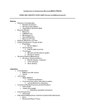 IR 271 Final - note - IR 271 MIDTERM 1: The Melian dialogue Context ...
