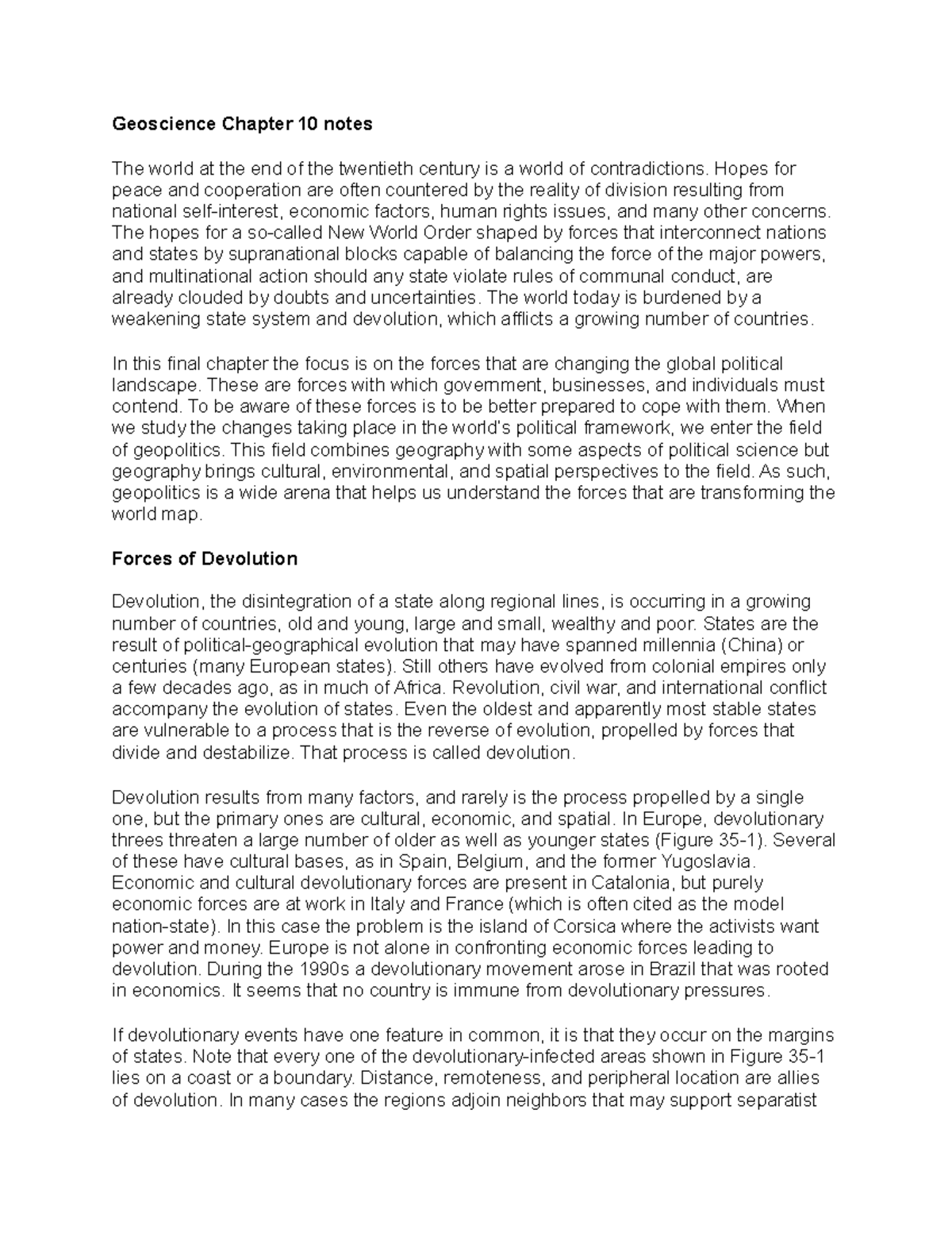 Geoscience Chapter 10 notes - Geoscience Chapter 10 notes The world at ...