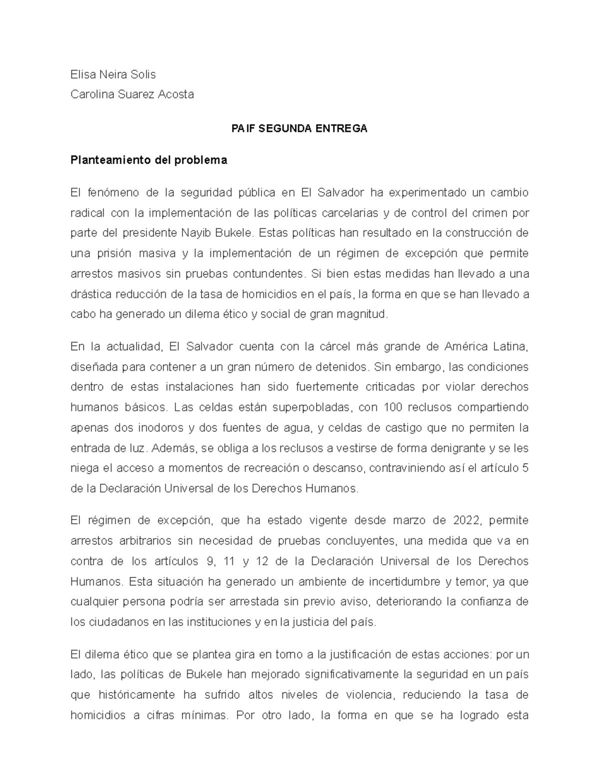 PAIF Segunda Entrega - Elisa Neira Solis Carolina Suarez Acosta PAIF ...