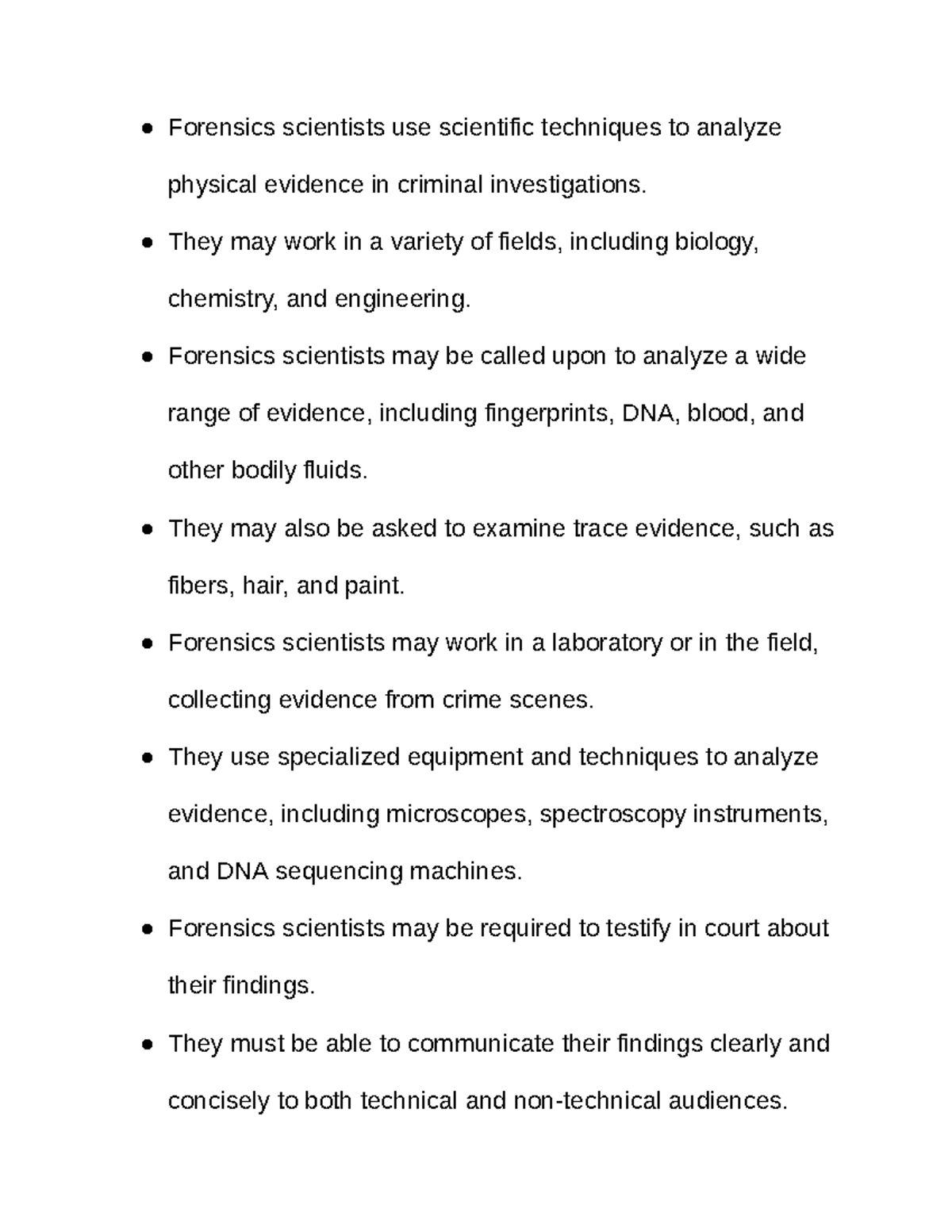 Forensic Jobs - Google Docs - Forensics scientists use scientific ...