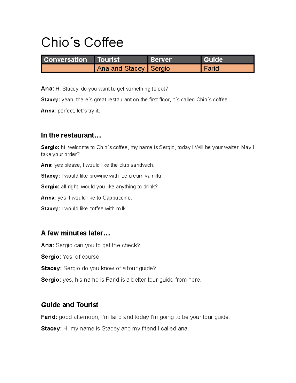 Chio coffe original - conversación - Chio ́s Coffee Conversation ...