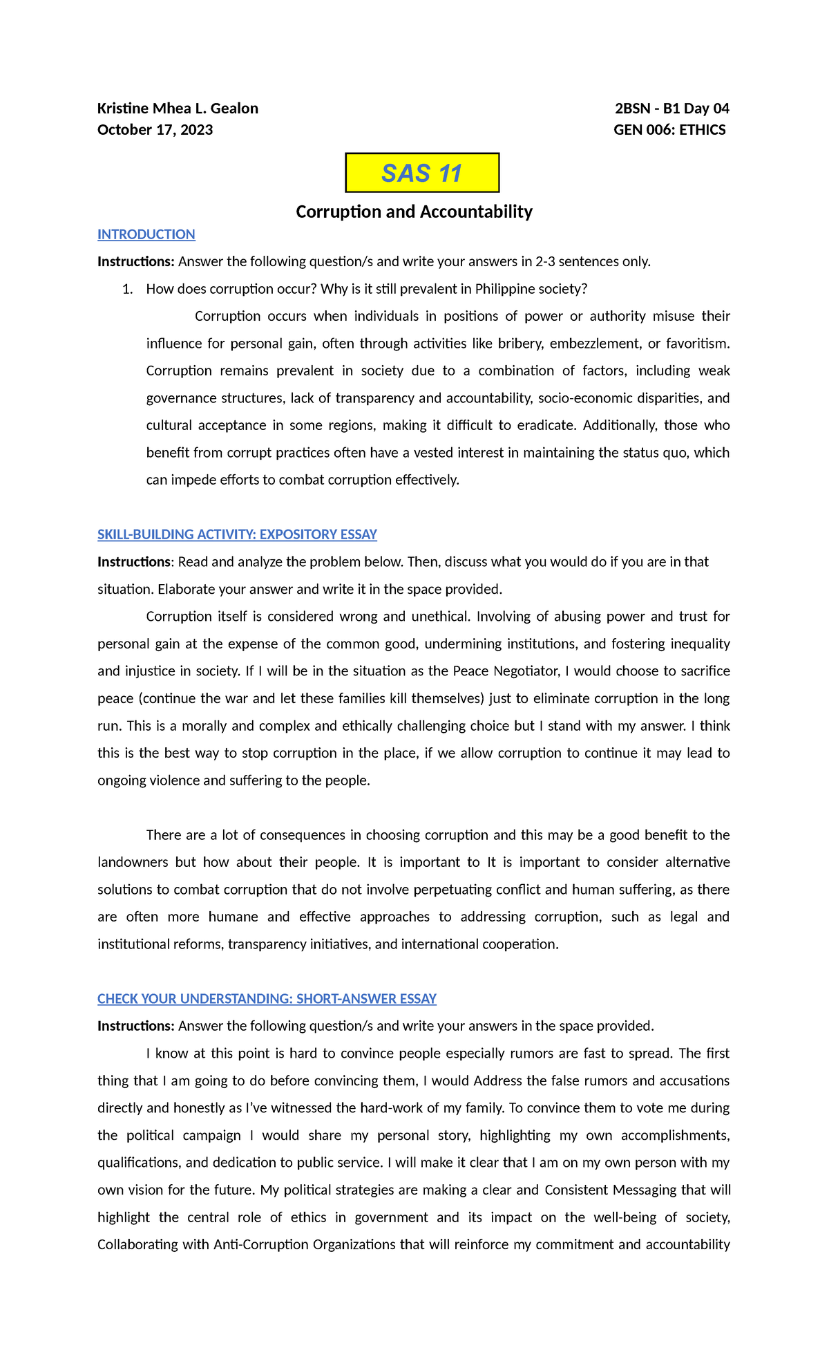 Ethics 11-14 - N/A - Kristine Mhea L. Gealon 2BSN - B1 Day 04 October ...