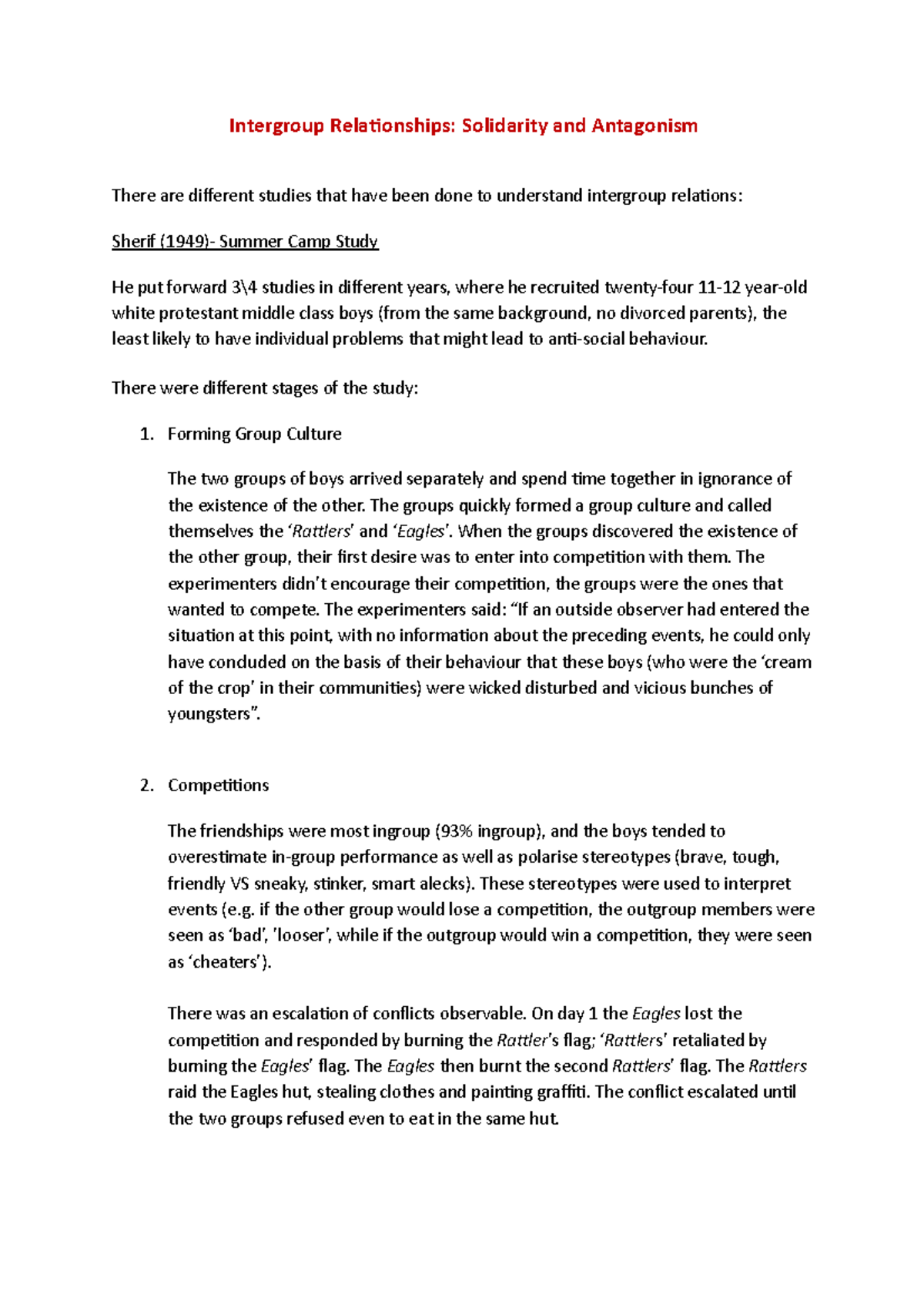 Social Psychology - Lecture 6 - Intergroup Relationships - Intergroup Relationships: Solidarity ...