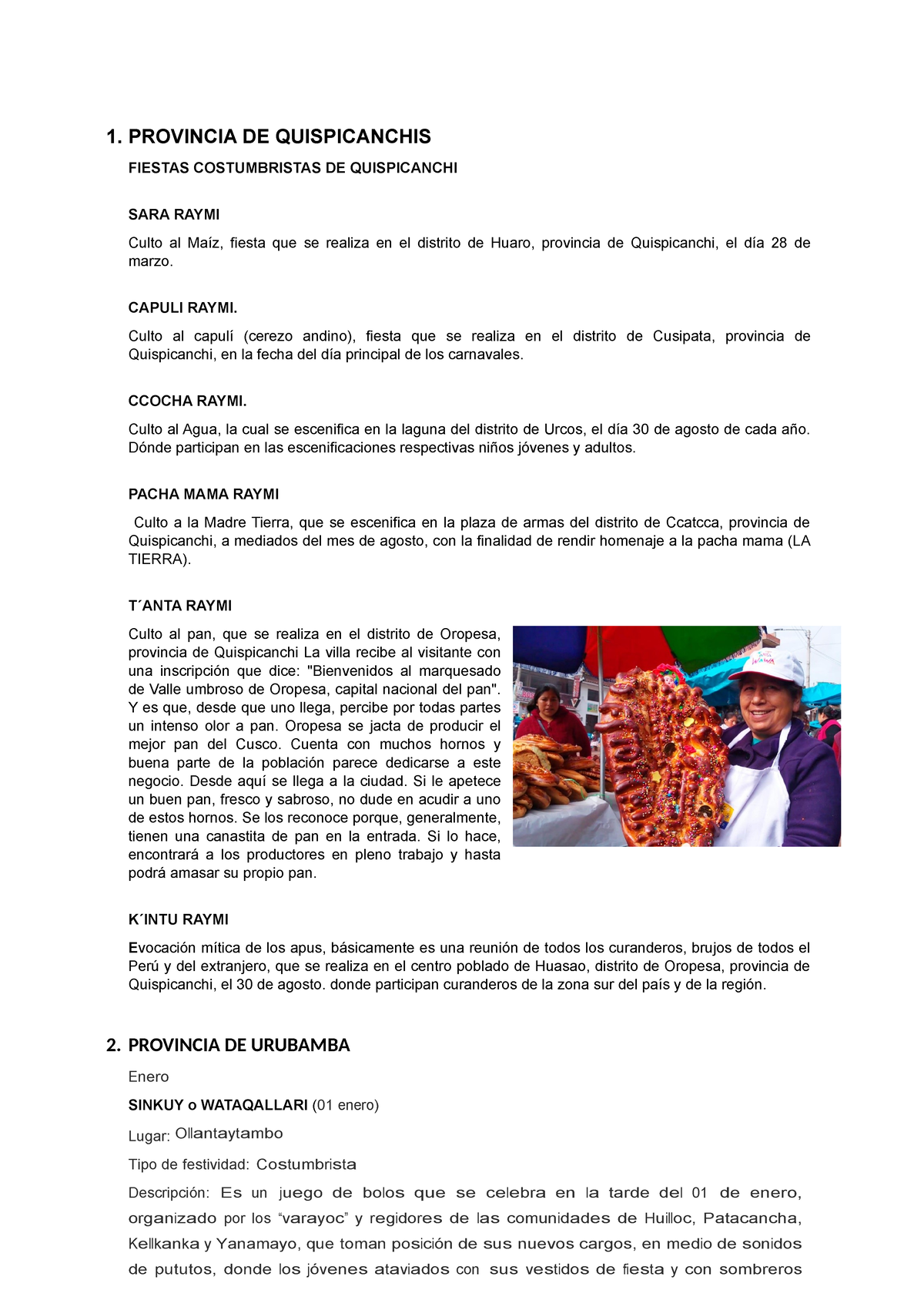 Provincia DE sQuispicanchis - 1. PROVINCIA DE QUISPICANCHIS FIESTAS ...