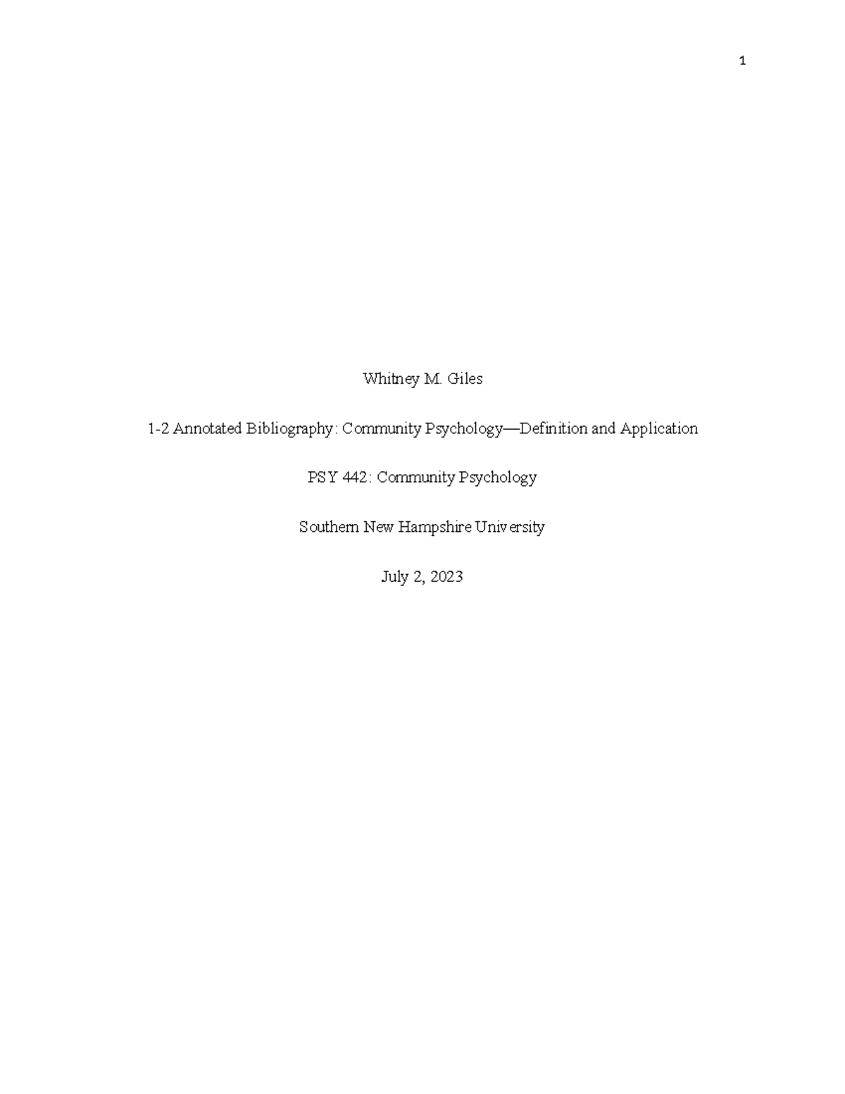 Module One Activity - Whitney M. Giles 1-2 Annotated Bibliography ...