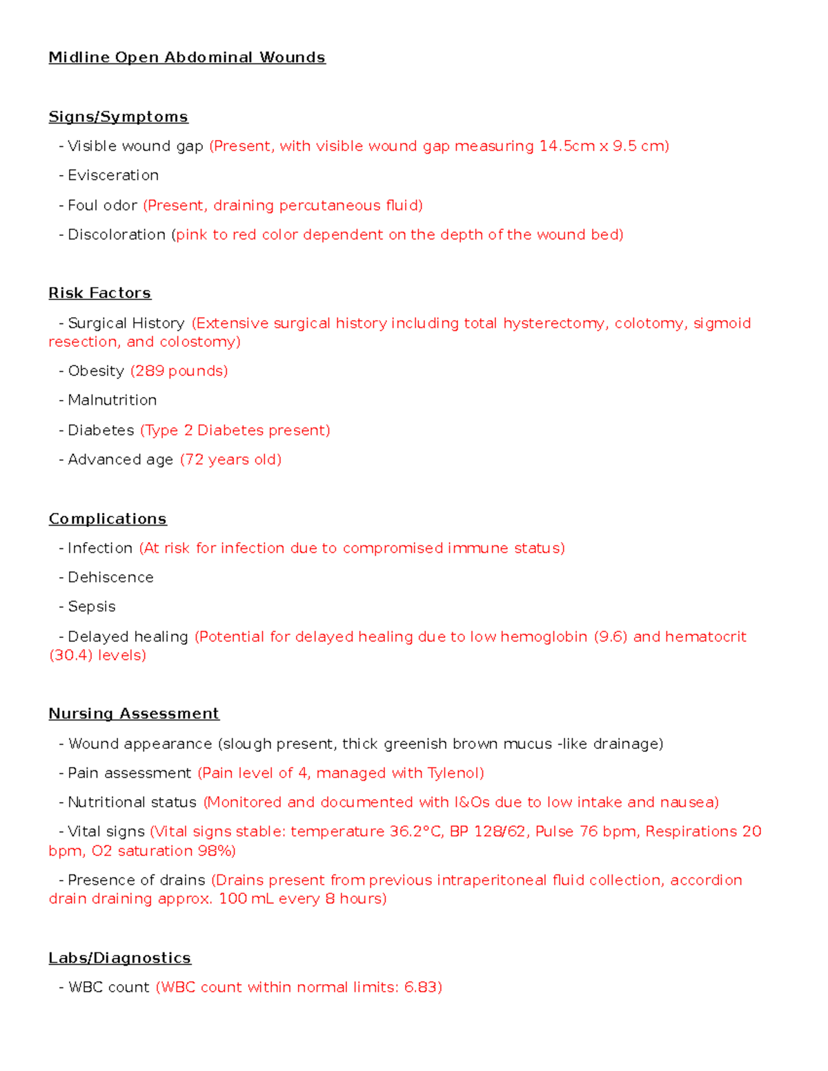 Midline Open Abdominal Wounds - Midline Open Abdominal Wounds Signs ...