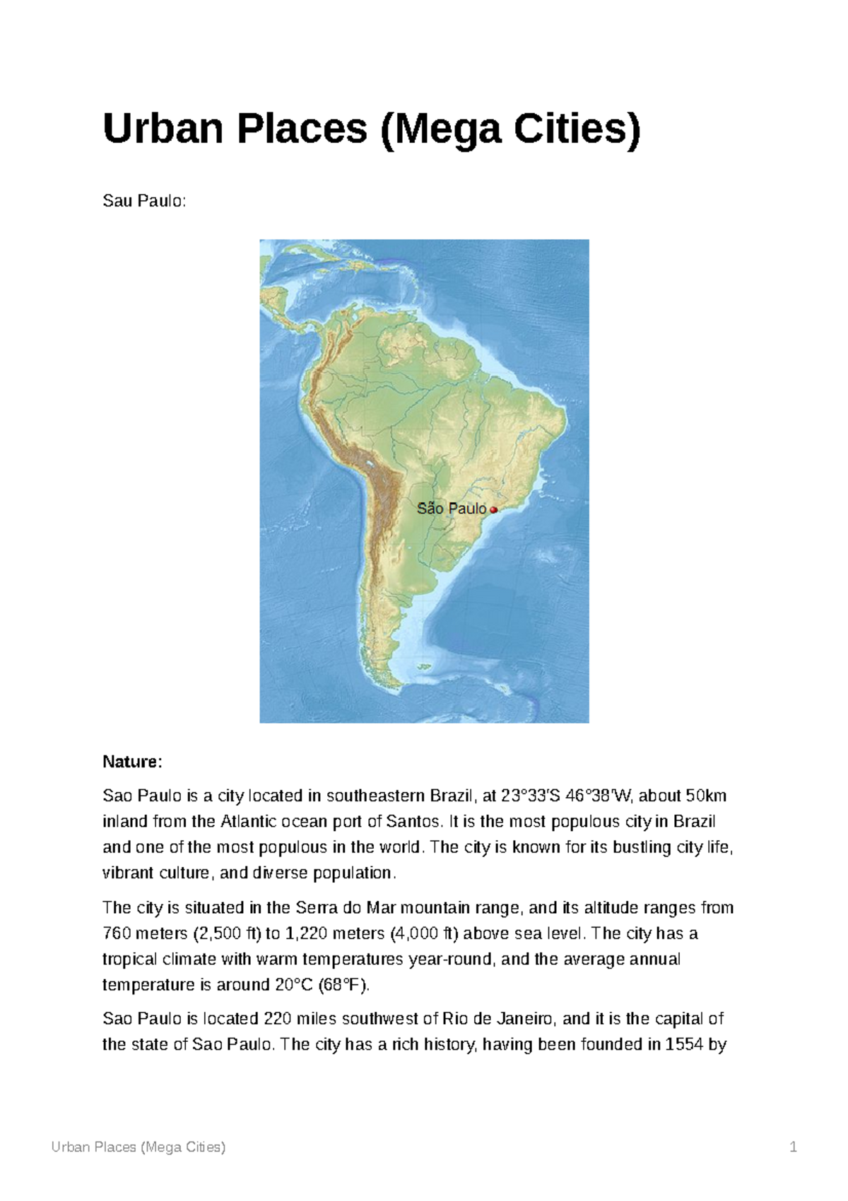 Mega Cities - Studocu