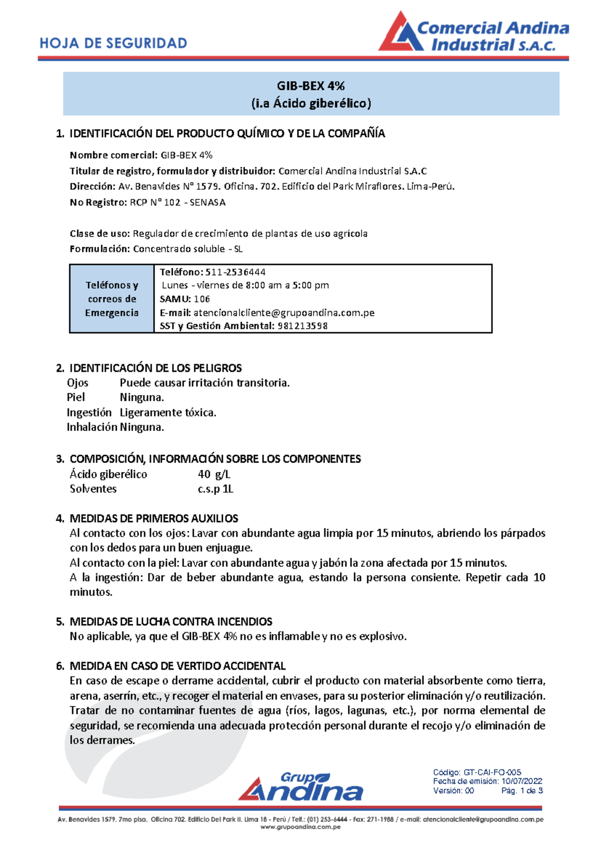 FDS Hormonas de crecimiento-gib-bex 4 - Código: GT-CAI-FO- 005 Fecha de ...