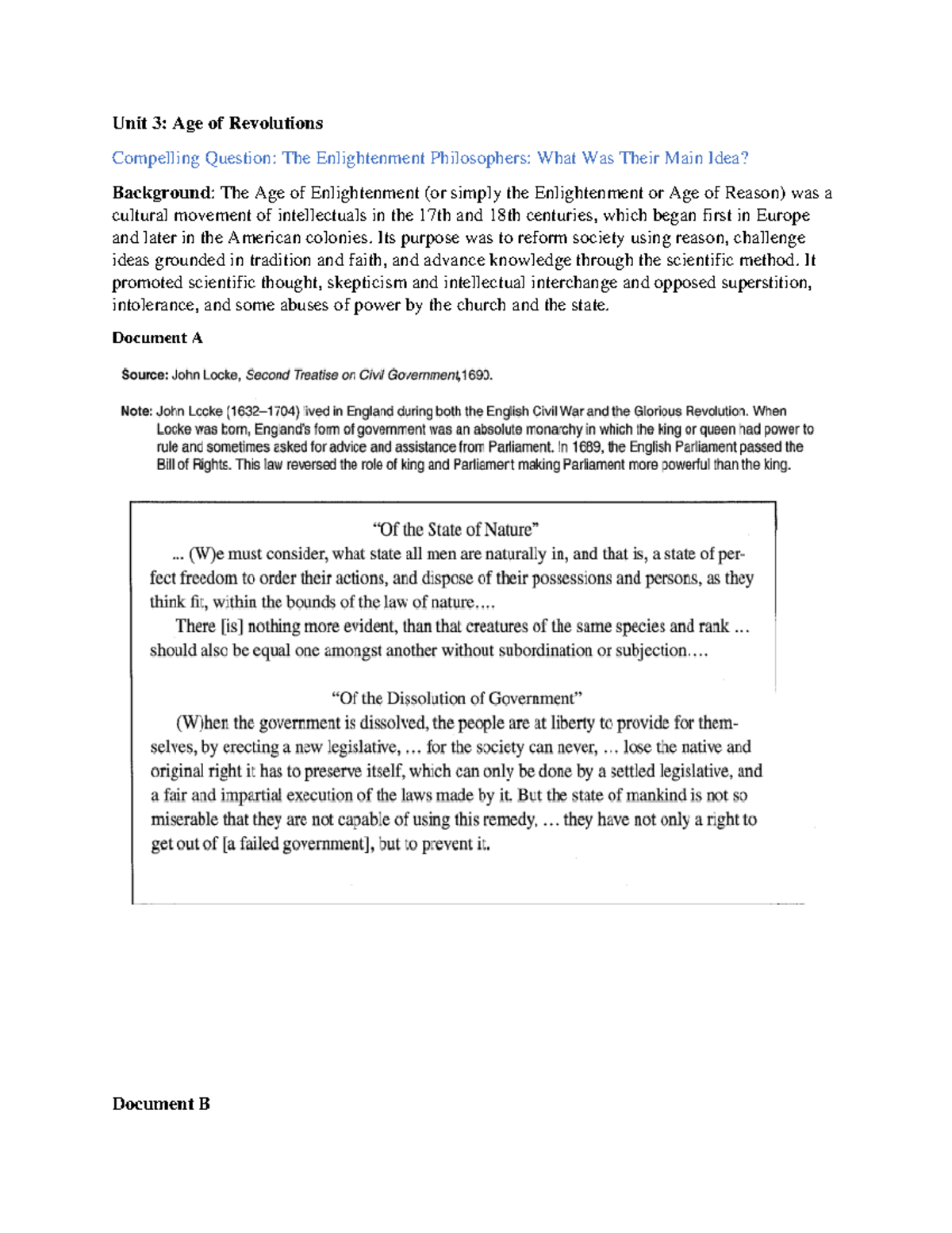 Brayden Bubel - Enlightenment Practice EBAS - 2889036 - Unit 3: Age of ...