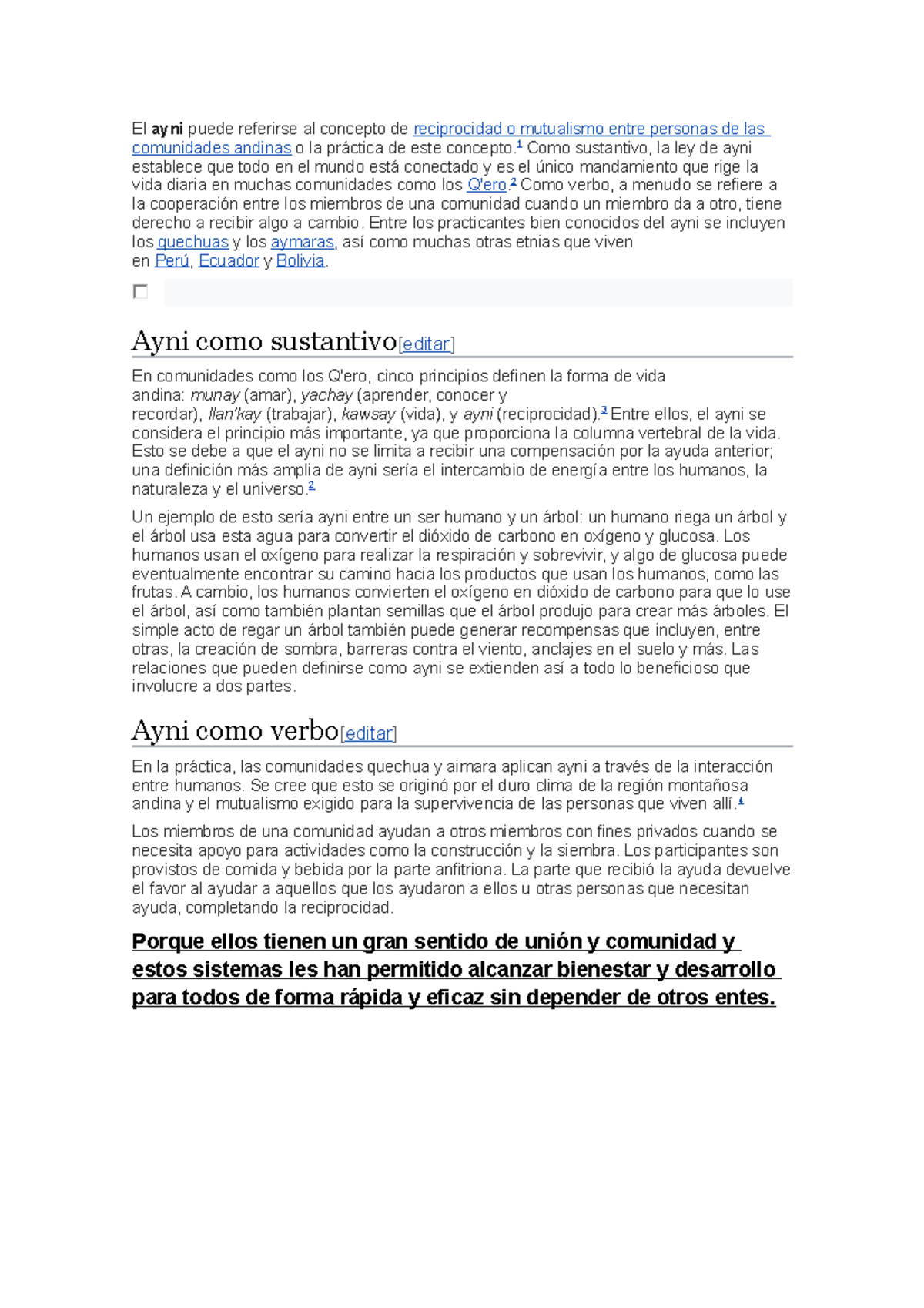 El ayni - FFF - El ayni puede referirse al concepto de reciprocidad o ...