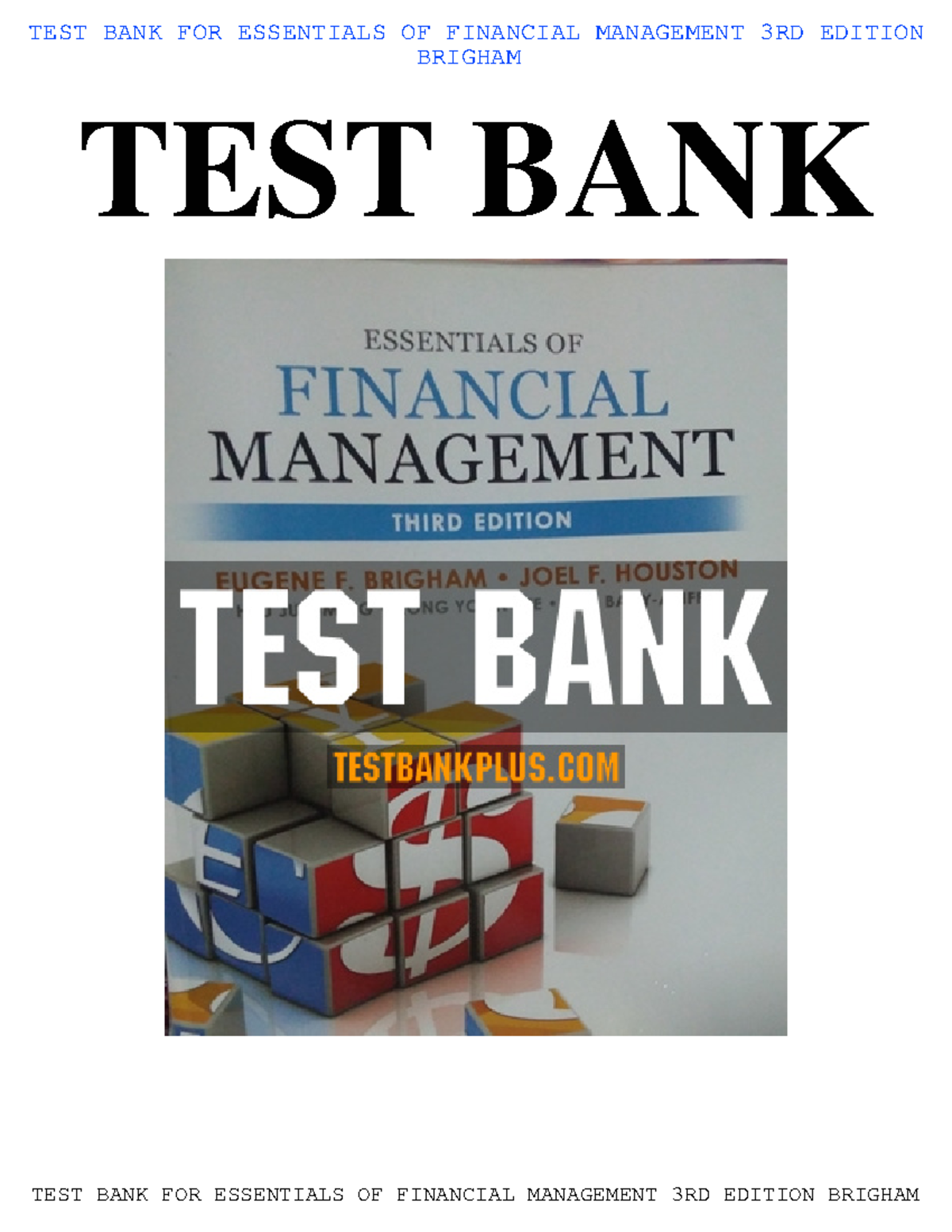 Financial Management 3rd Edition TEST BANK - Microeconomics II - Studocu