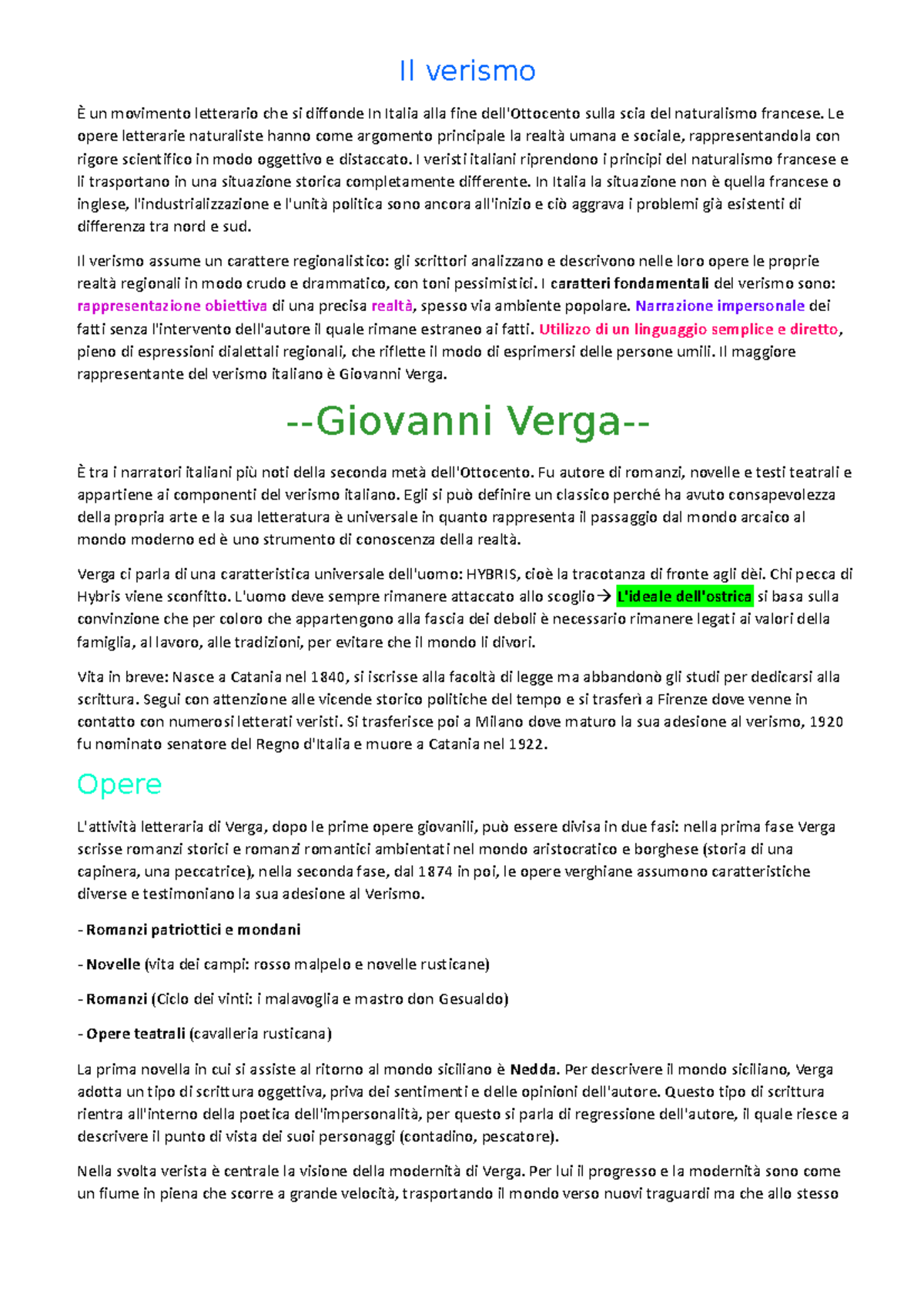 Il verismo e Verga - Il verismo È un movimento letterario che si diffonde In Italia alla fine ...