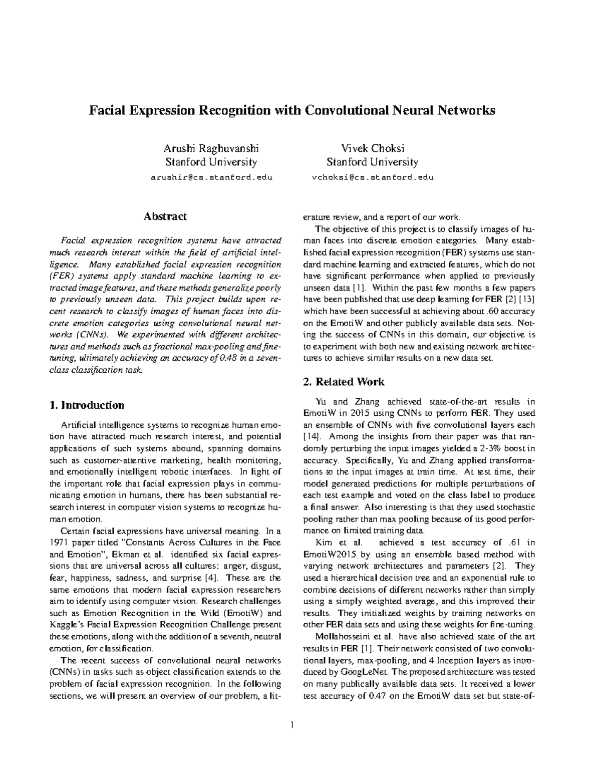 Facial Expression Recognition With Convolutional Neural Networks The Objective Of This Project