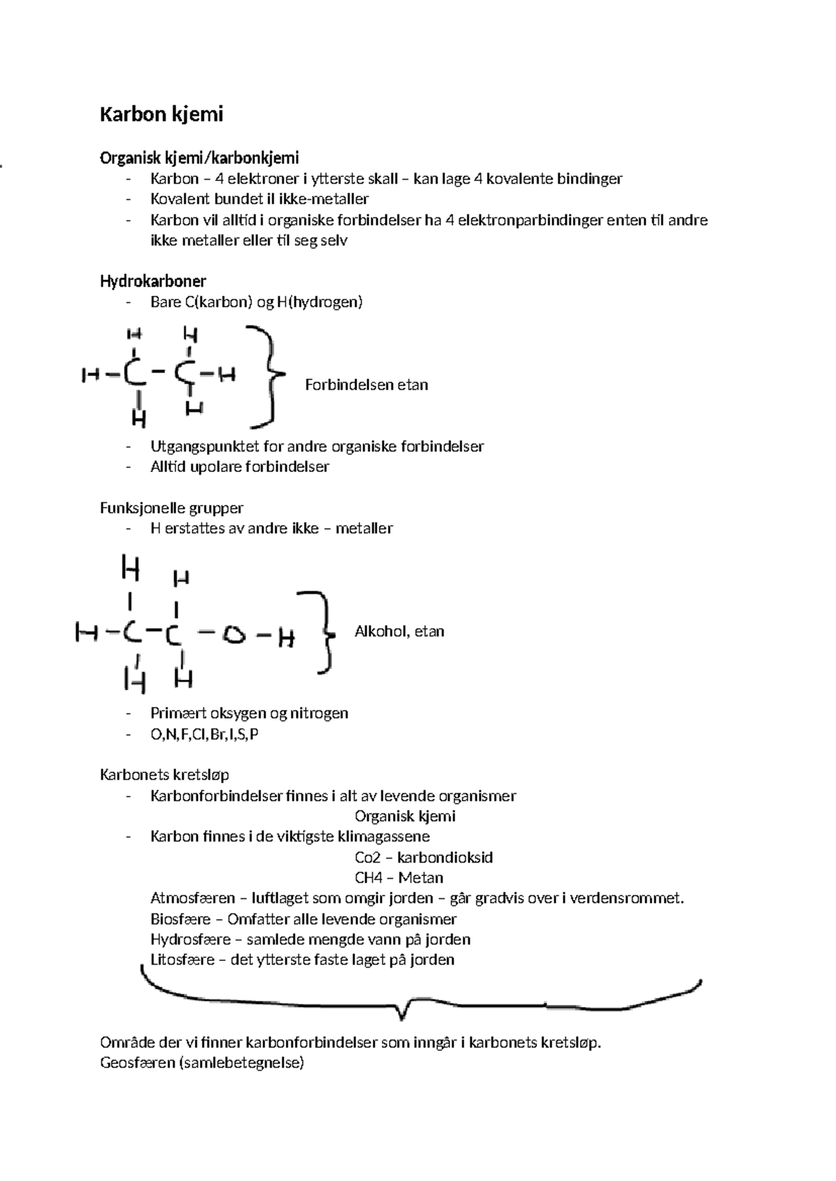 Karbon kjemi notater - Karbon kjemi Organisk kjemi/karbonkjemi - Karbon ...