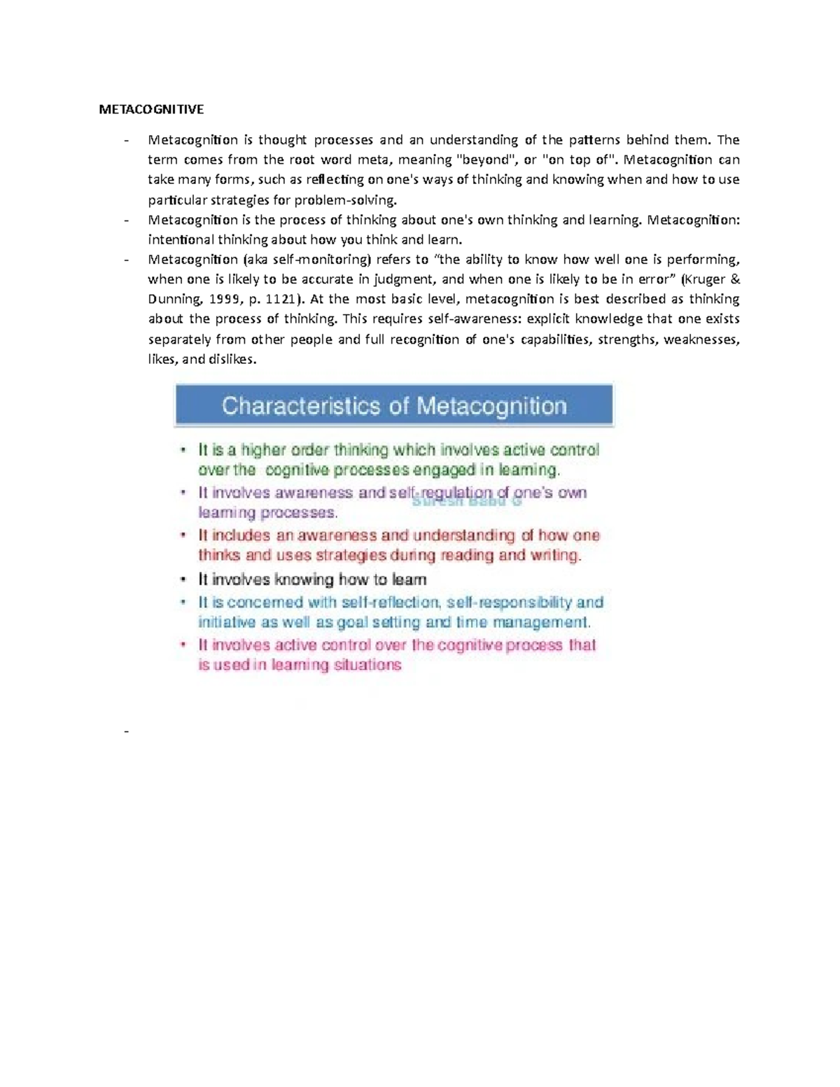 Metacognitive - ..... - METACOGNITIVE Metacognition is thought ...