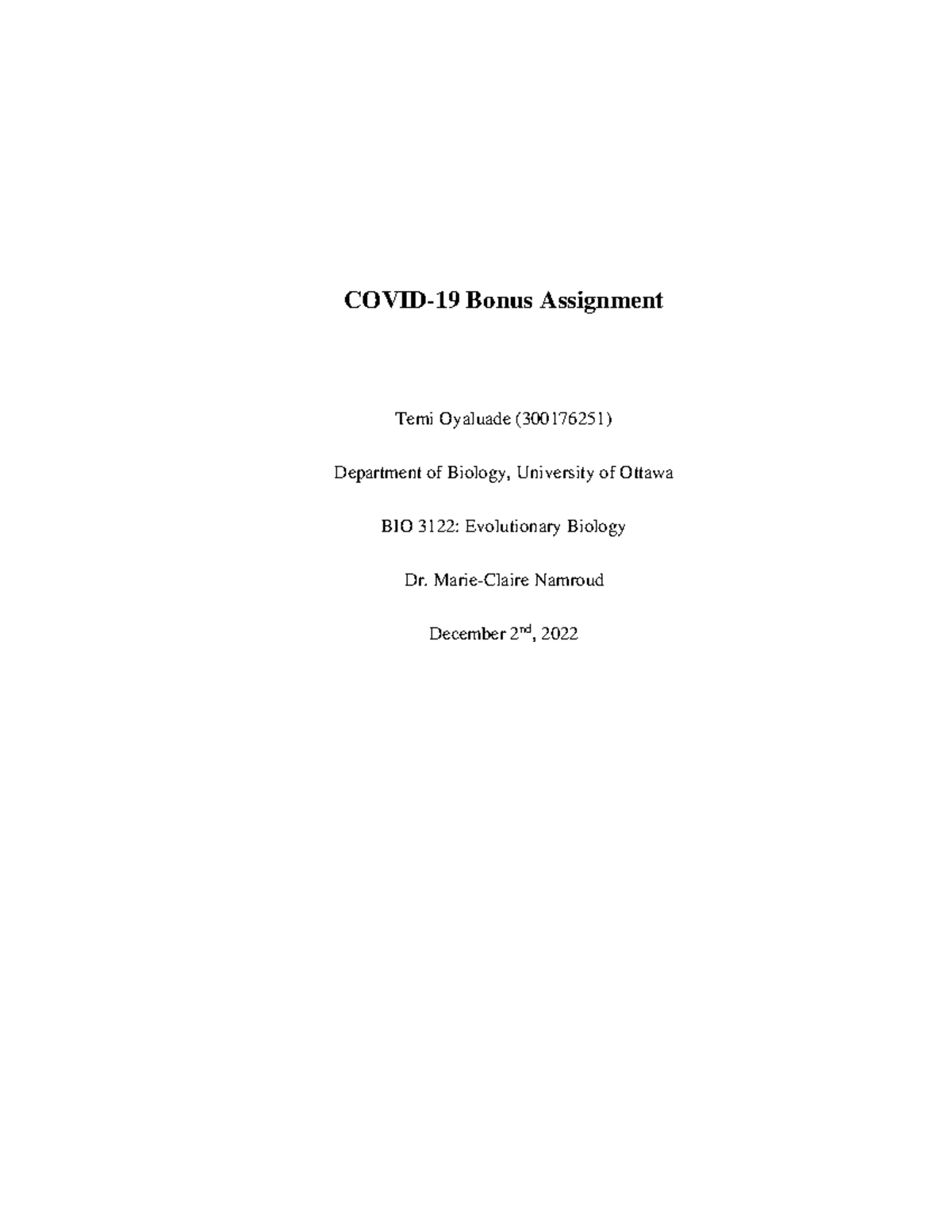 Covid 19 Bonus Assignment - COVID-19 Bonus Assignment Temi Oyaluade ...