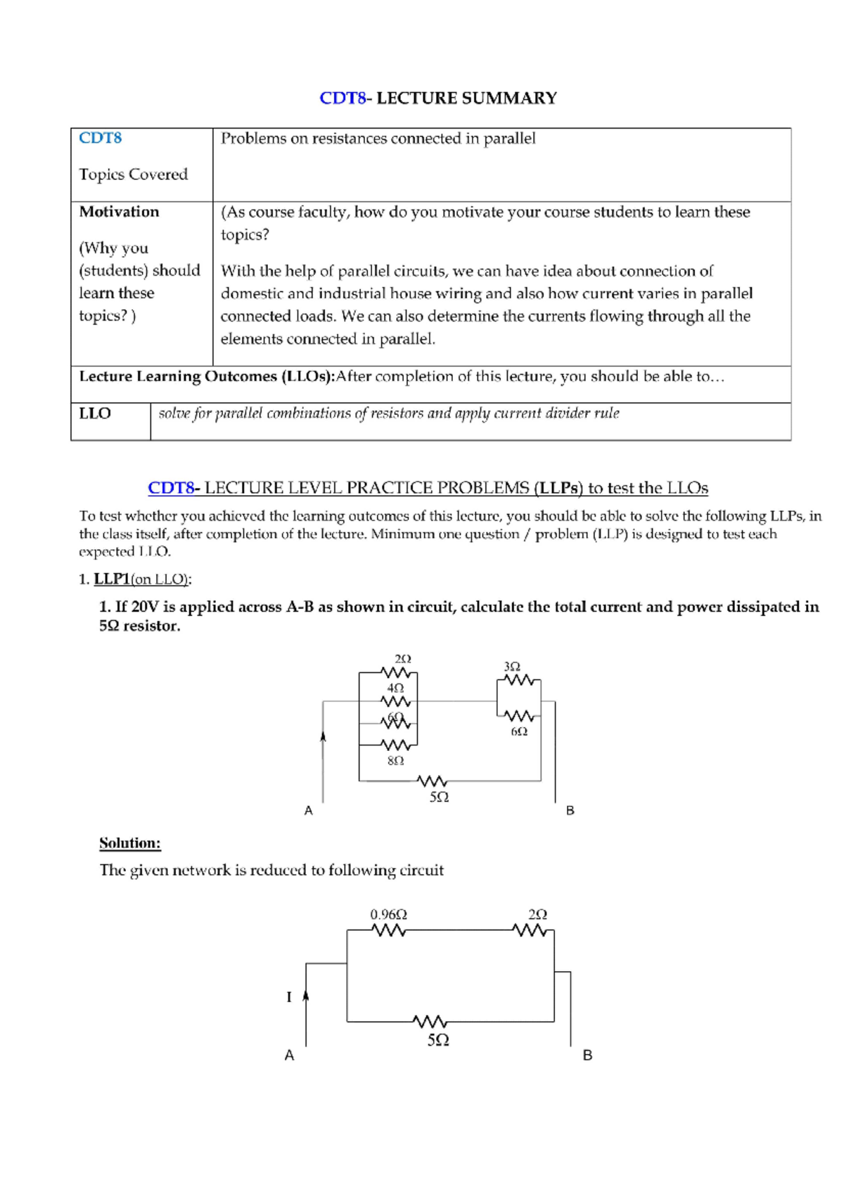 BEE CDT8 Summary - Basic Electrical Engineering - Studocu