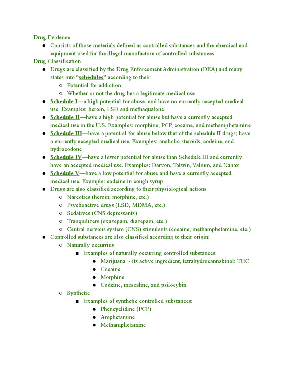 Drug and Alcohol Evidence Notes - Drug Evidence Consists of those ...