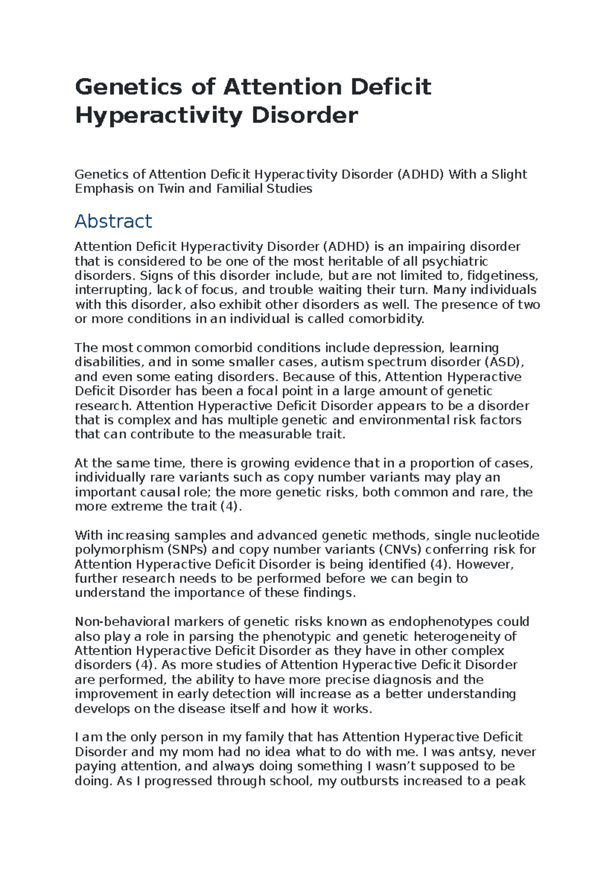 Genetics of Attention Deficit Hyperactivity Disorder - Signs of this ...