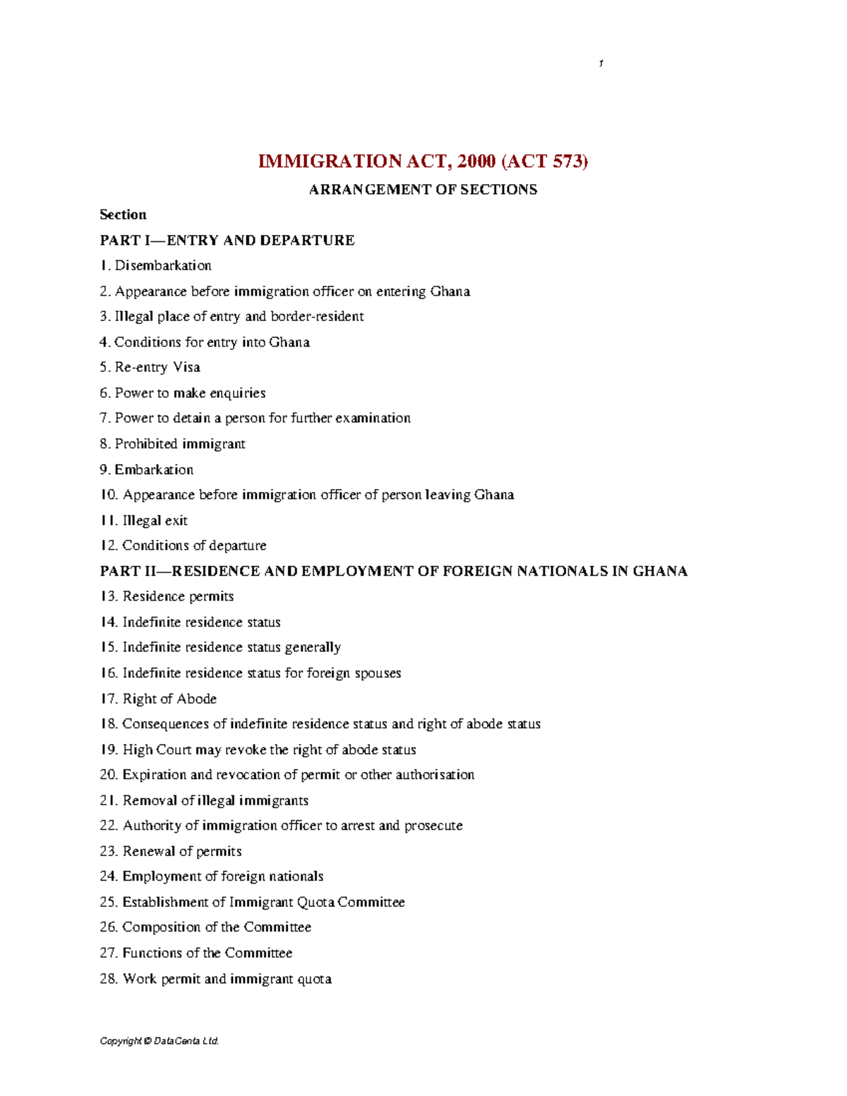ACT 573 - This document is the Immigration Act of Ghana - IMMIGRATION ...