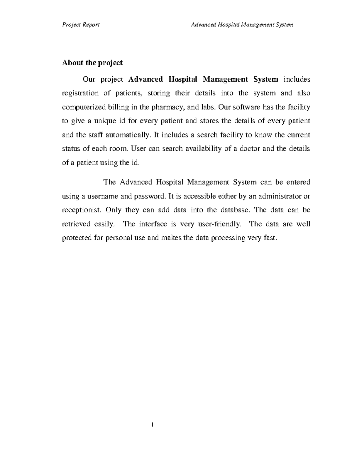 Computing-Notes - About the project Our project Advanced Hospital ...