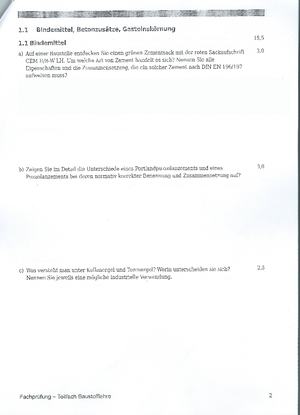 Klausur 2017, Fragen und Antworten - Werkstoffe im Bauwesen Herbst 2017 Schwerpunkt - Studocu