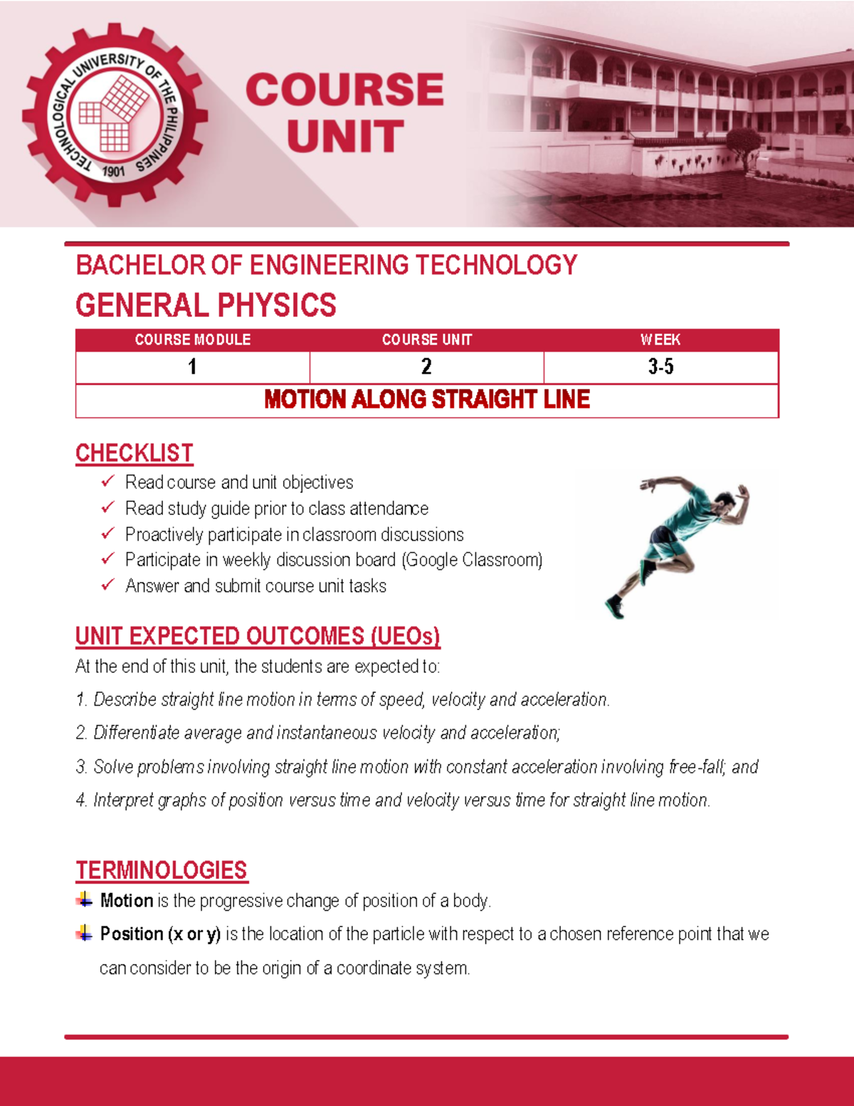 General physics lecture Course module 2 - BACHELOR OF ENGINEERING ...