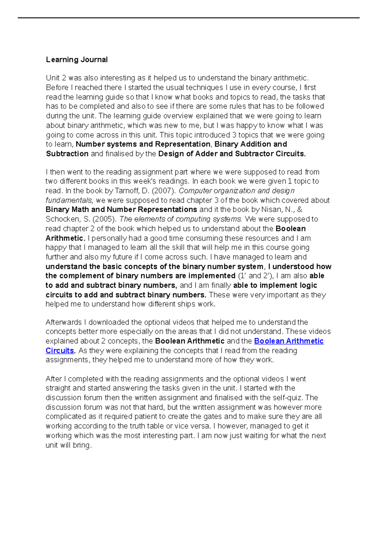 CS 1104 Computer Systems Learning Journal unit 2 - Learning Journal Unit 2 was also interesting ...