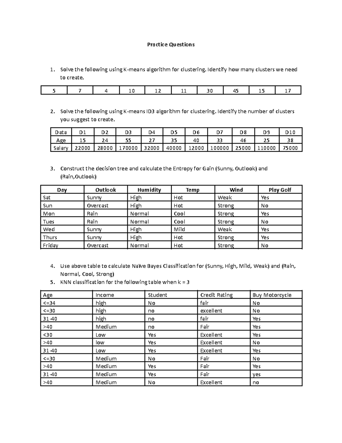 Practice Questions Final for AI - Practice Questions 1. Solve the ...