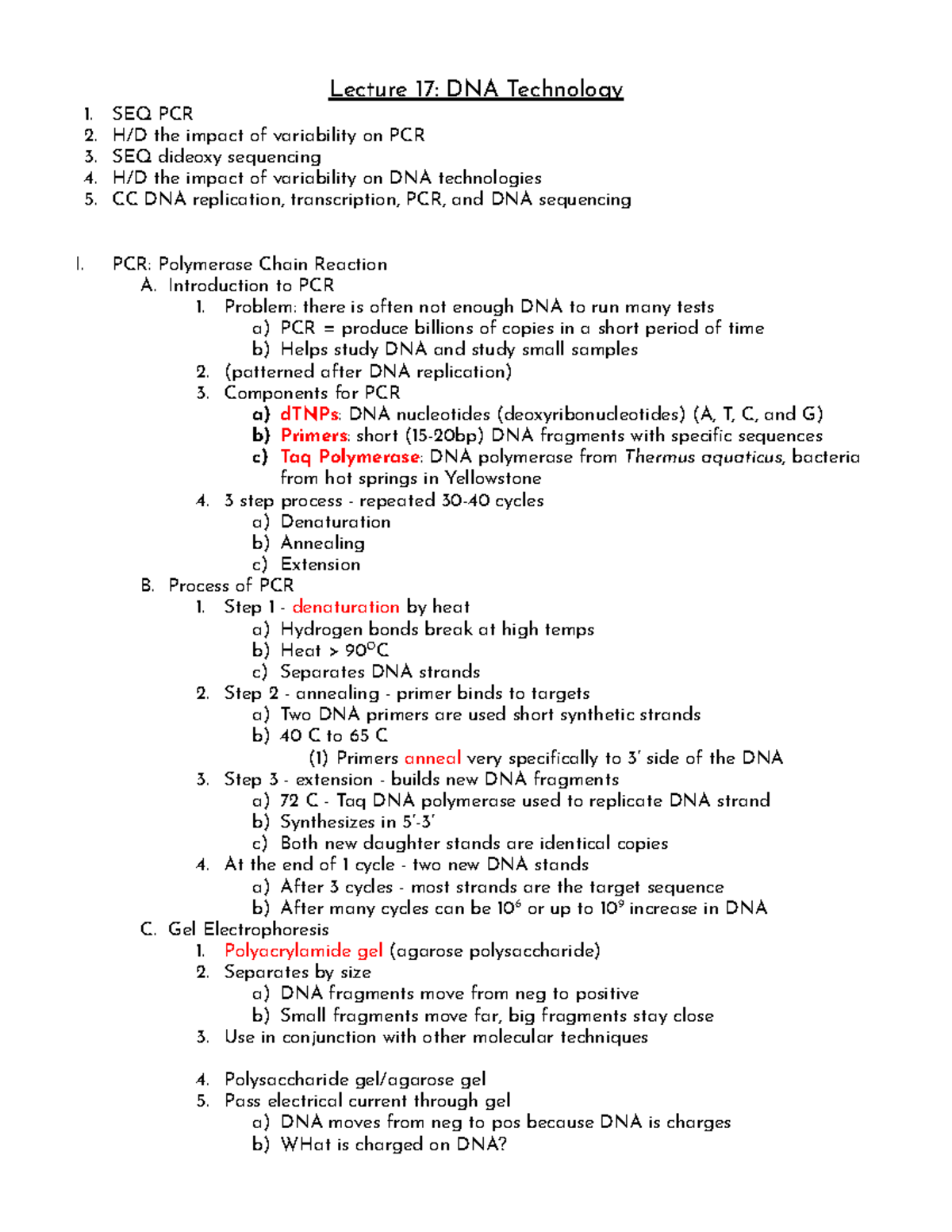 Biology Chapter 17 - DNA Technology - Lecture 17: DNA Technology 1. SEQ ...