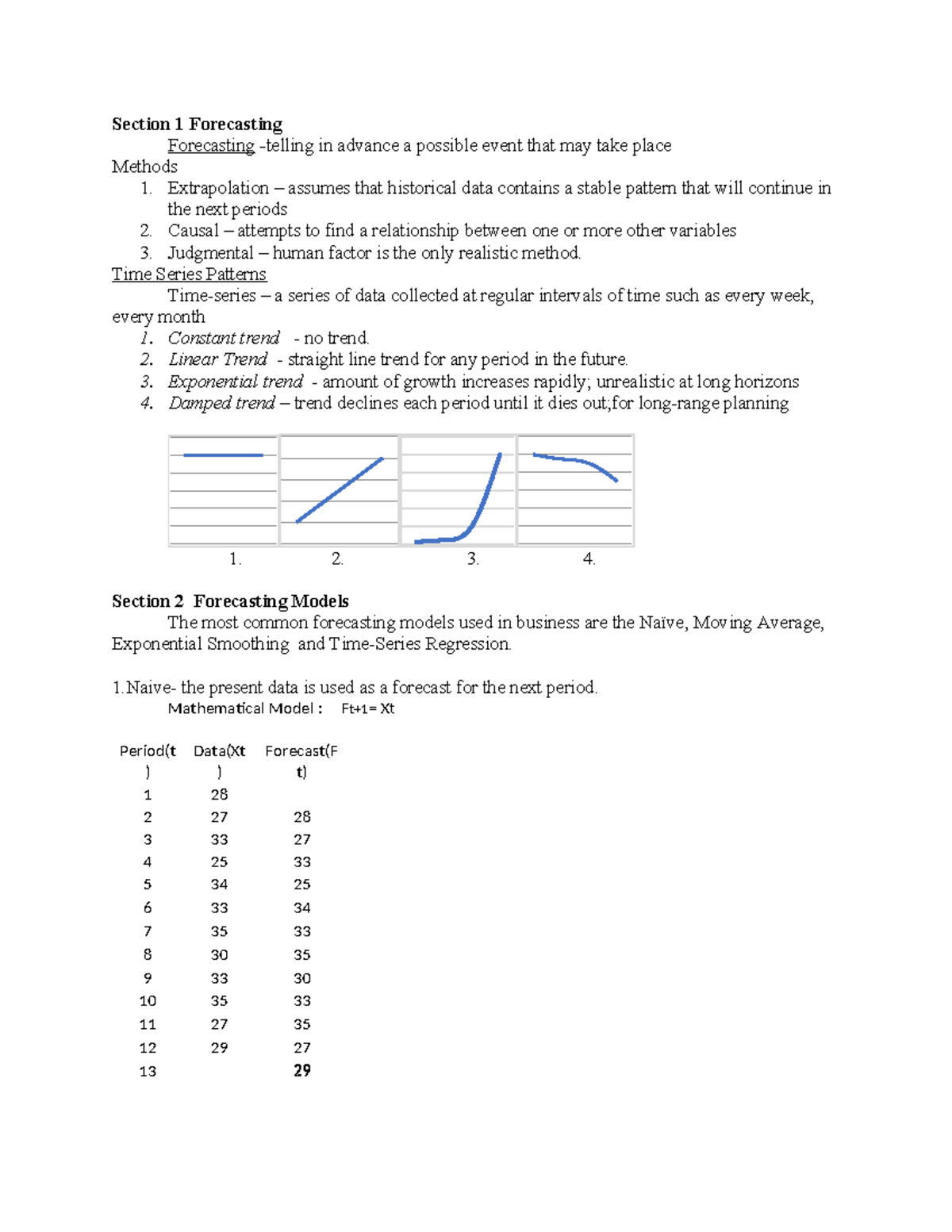 Forecasting - Lecture notes and useful information for accounting ...