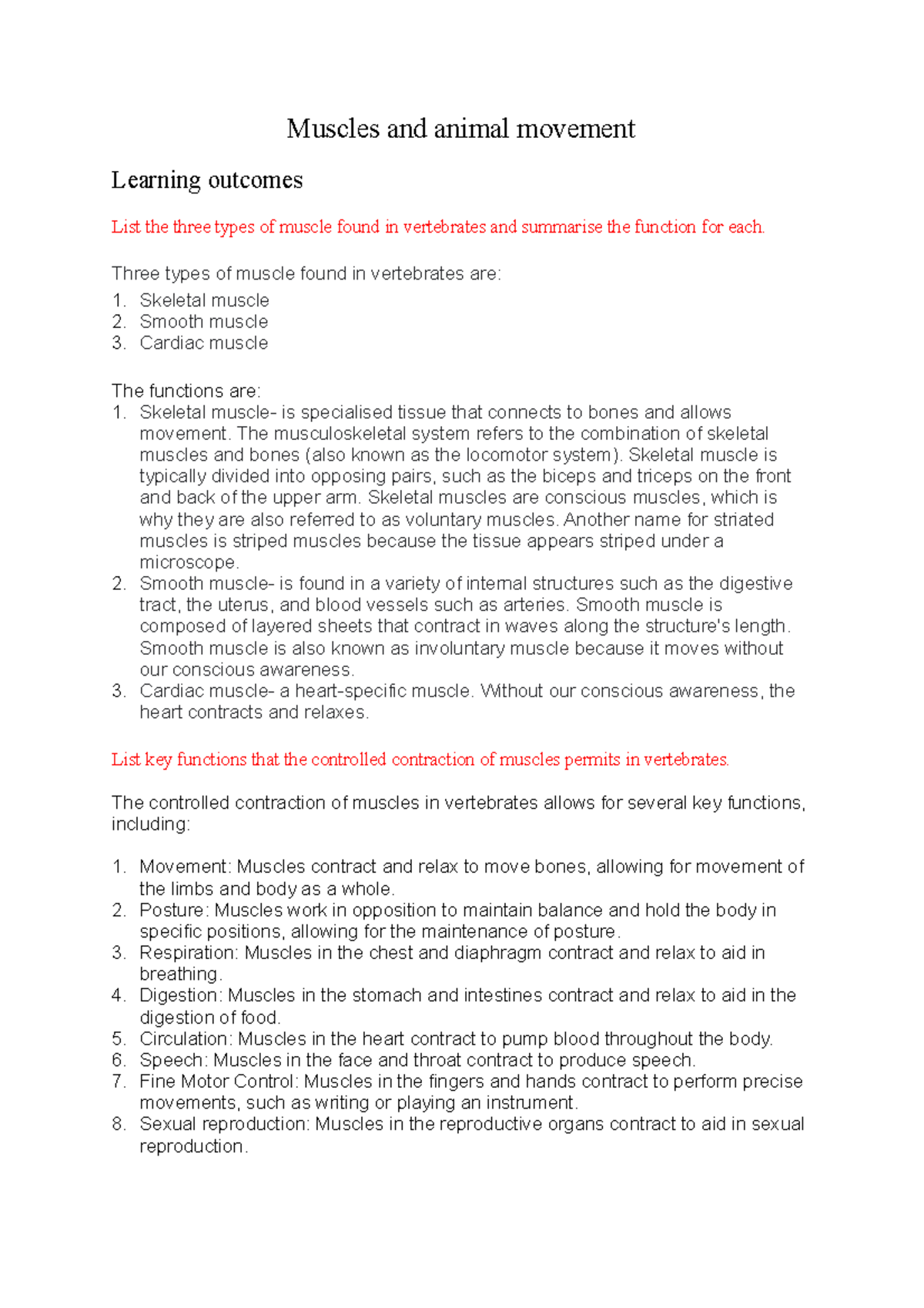 Muscles and animal movement - Muscles and animal movement Learning ...