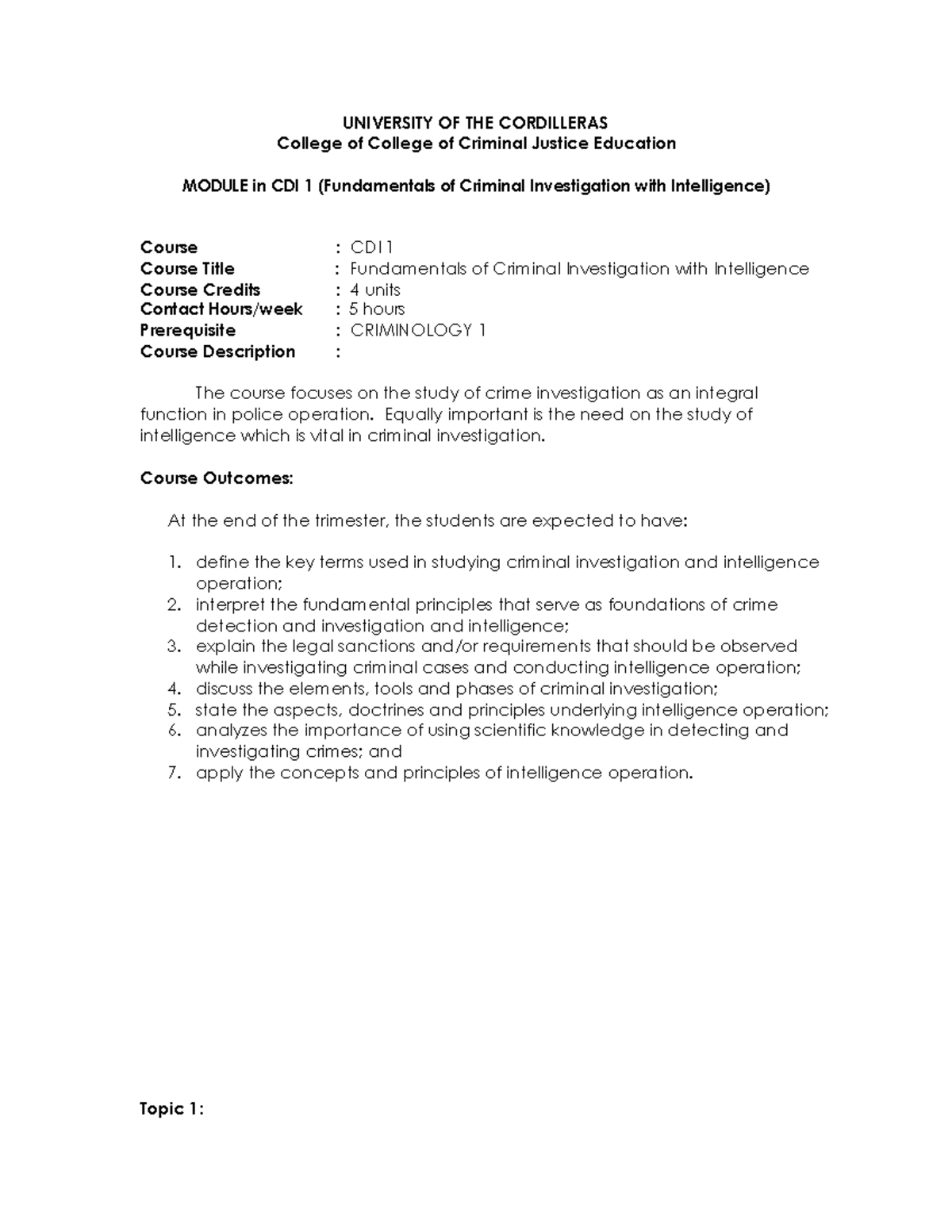 Module IN CDI 1 - CDI 1 - UNIVERSITY OF THE CORDILLERAS College of ...