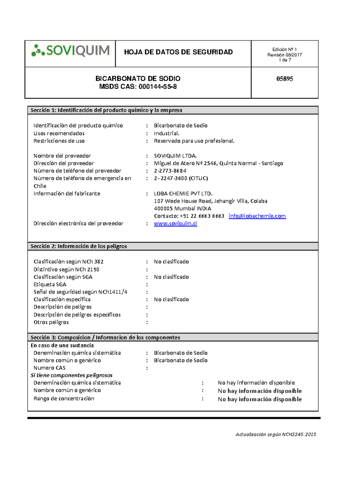Bicarbonato de Sodio - 05895 - 1 de 7 BICARBONATO DE SODIO MSDS CAS ...