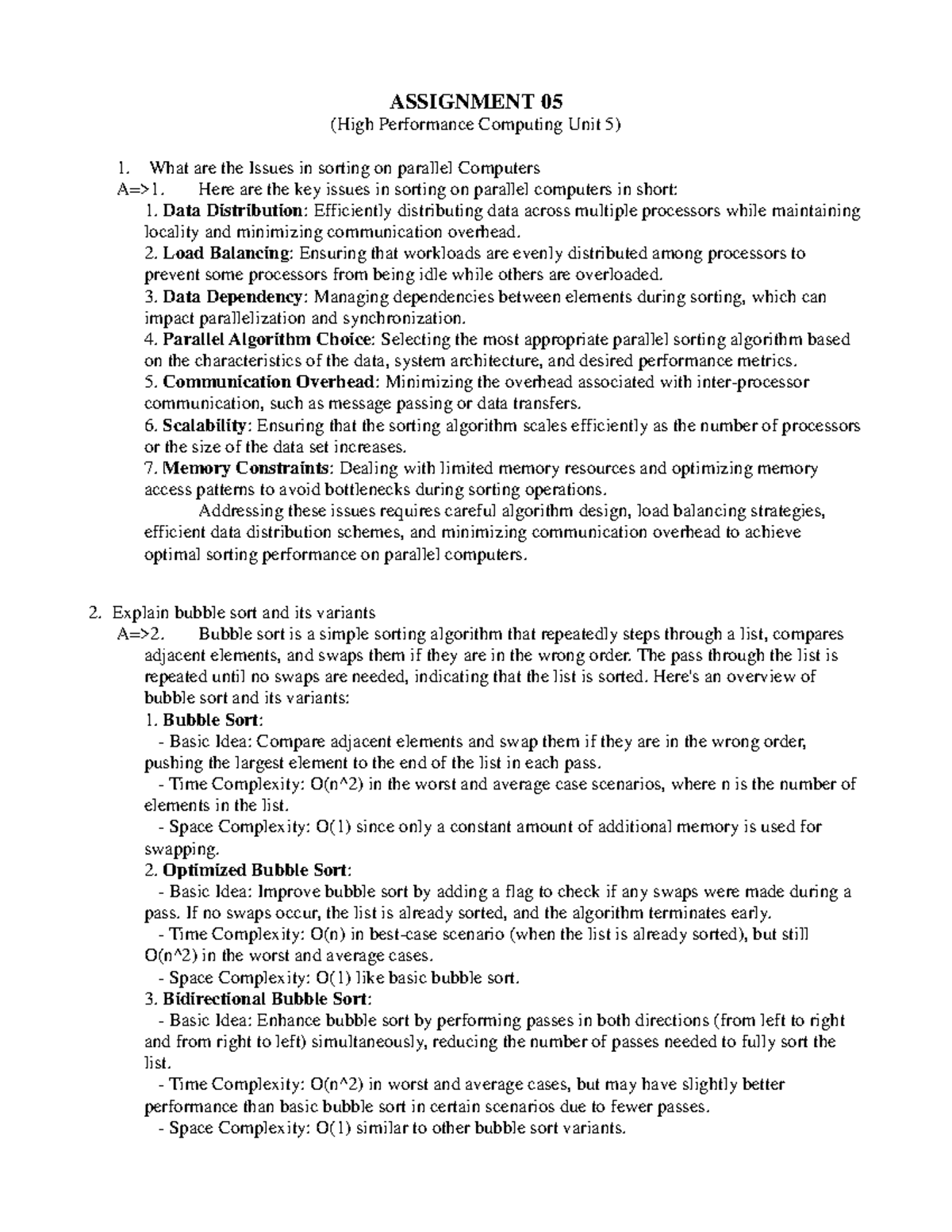 Hpc unit 5 Solved exam questions. - ASSIGNMENT 05 (High Performance Computing Unit 5) What are ...