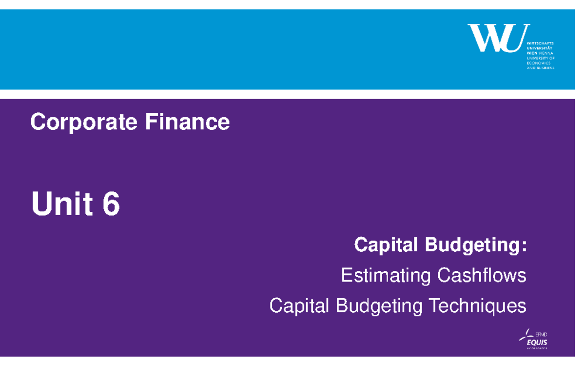CF Unit 6 All Slides - Notes de cours 6 - Corporate Finance Capital ...