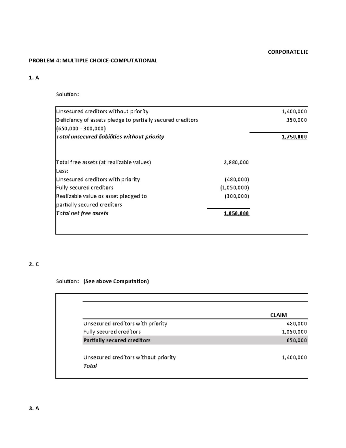 Toaz - Advance accounting - CORPORATE LIQUIDATION AND PROBLEM 4: MULTIPLE CHOICE-COMPUTATIONAL A ...