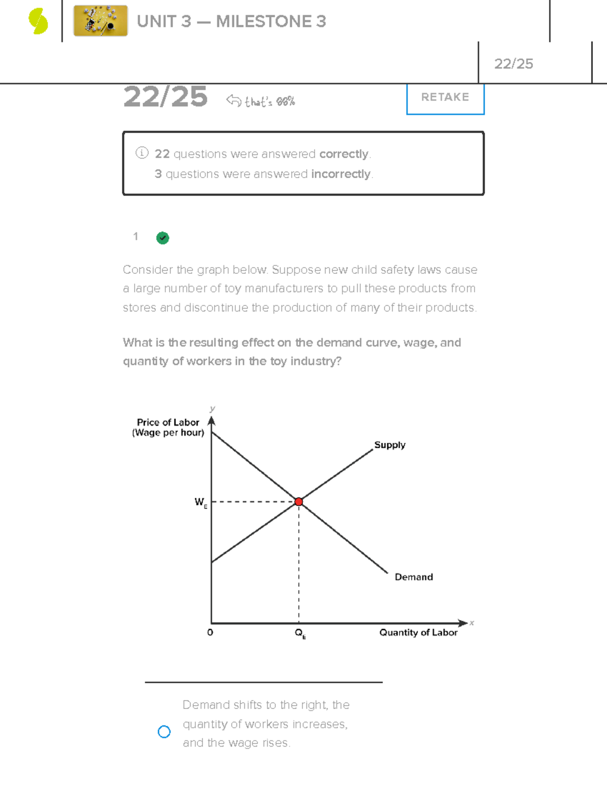 Micro milestone 3 - no info - 1 22 / 25 that's 88% RETAKE 22 questions ...