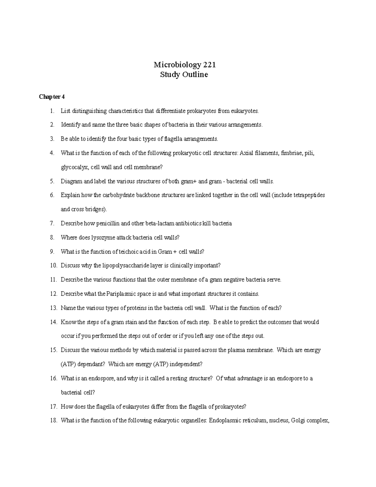 Study+guides+for+students - Microbiology 221 Study Outline Chapter 4 1 ...