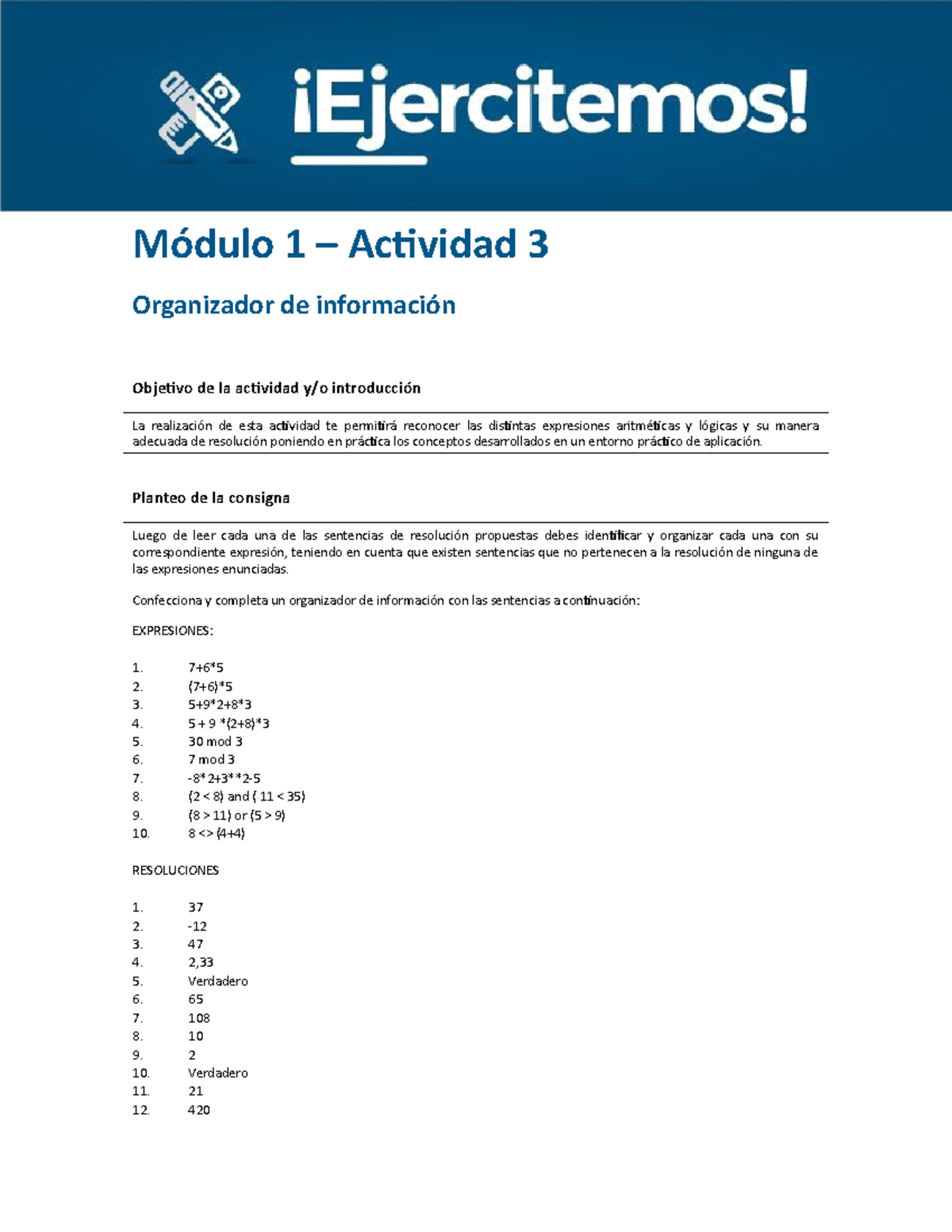 Tarea 3-Modulo 1 - Módulo 1 – Actividad 3 Organizador de información Objetivo de la actividad y ...