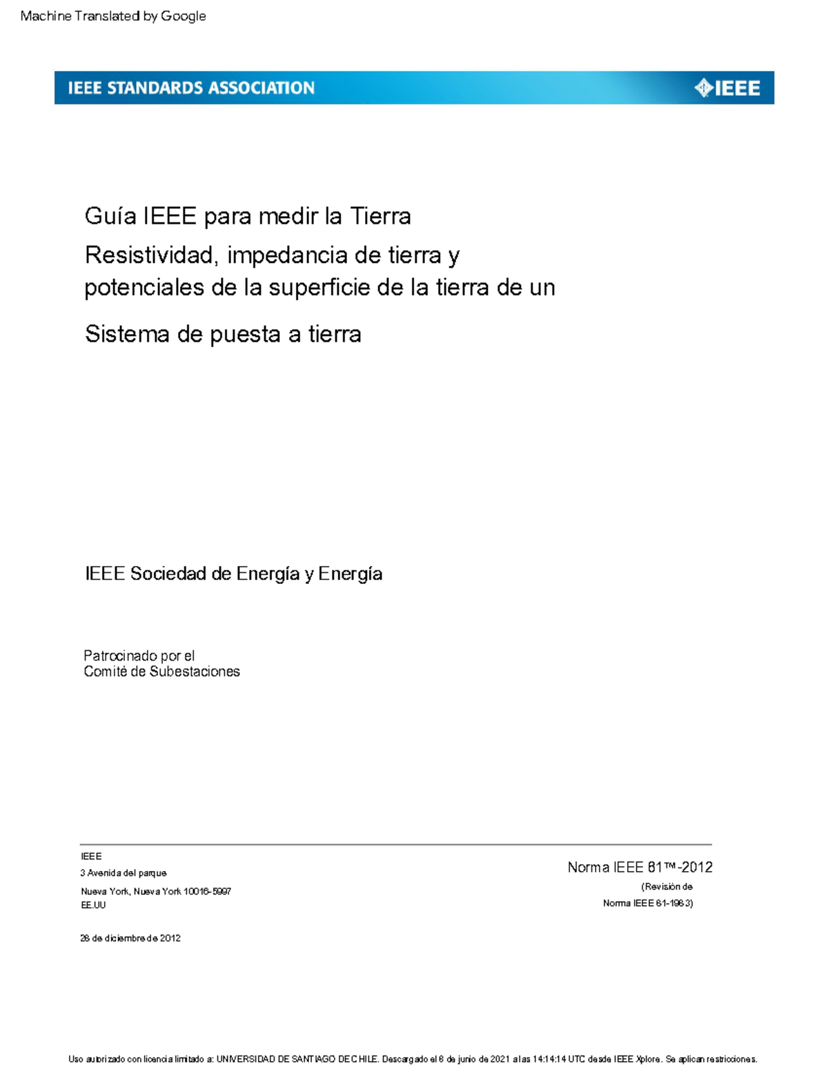 IEEE Std 81-2012 - Aporte academico - Guía IEEE para medir la Tierra ...