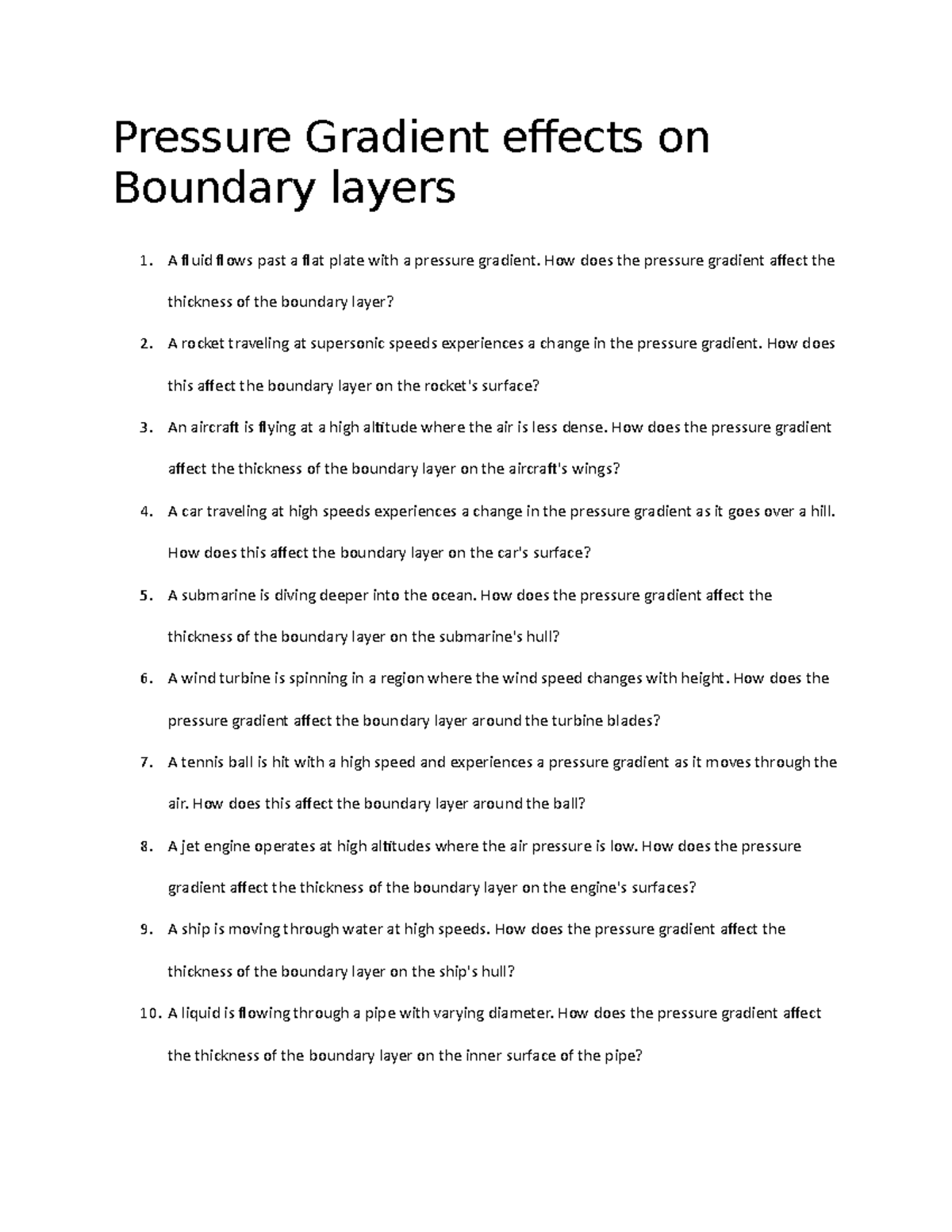 Pressure Gradient effects on Boundary layers - Pressure Gradient ...