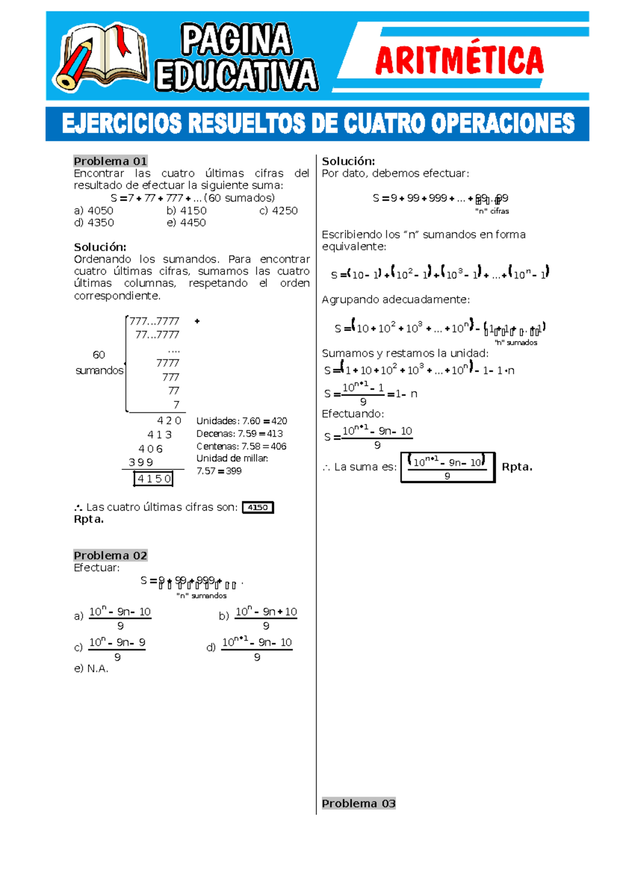 Ejercicios-Resueltos-de-Cuatro-Operaciones-Pagina-Educativa - Problema ...