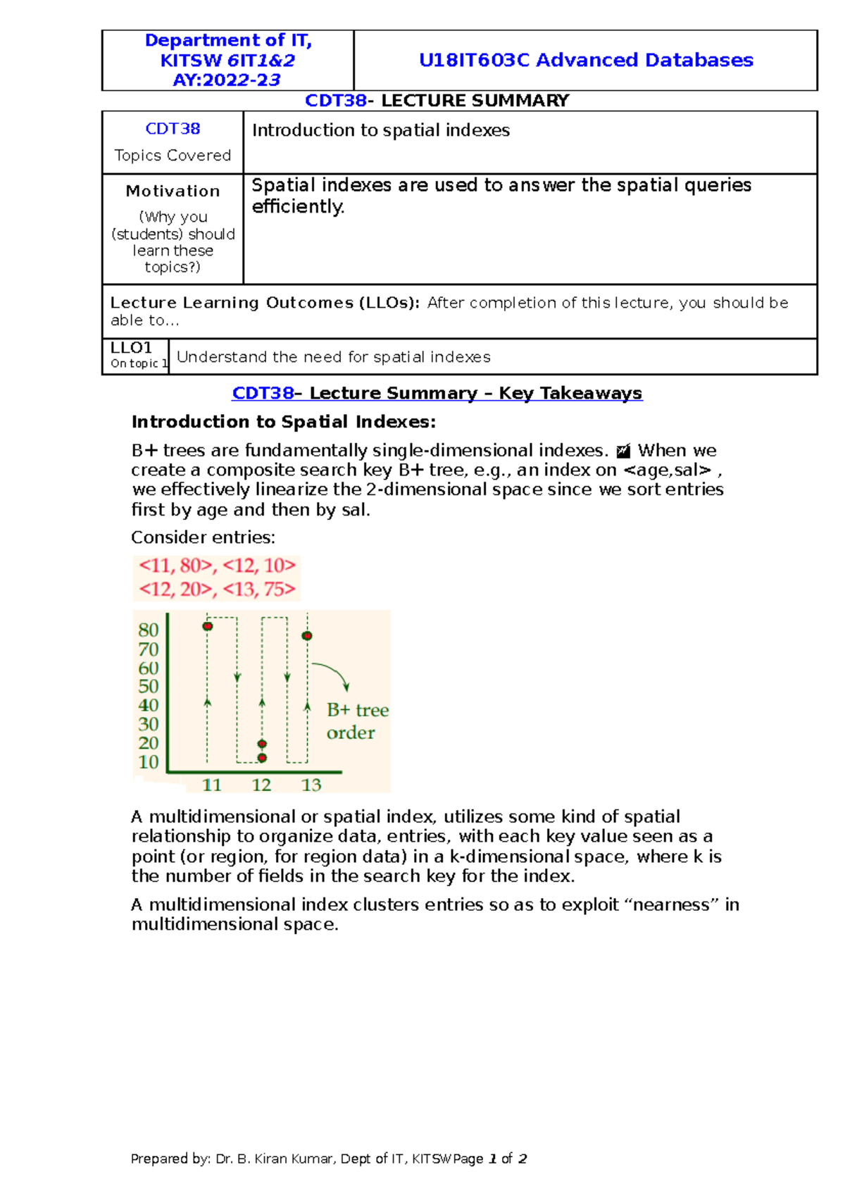 Advanced Database-4 - notes - Department of IT, KITSW 6 IT1& AY:202 2 ...