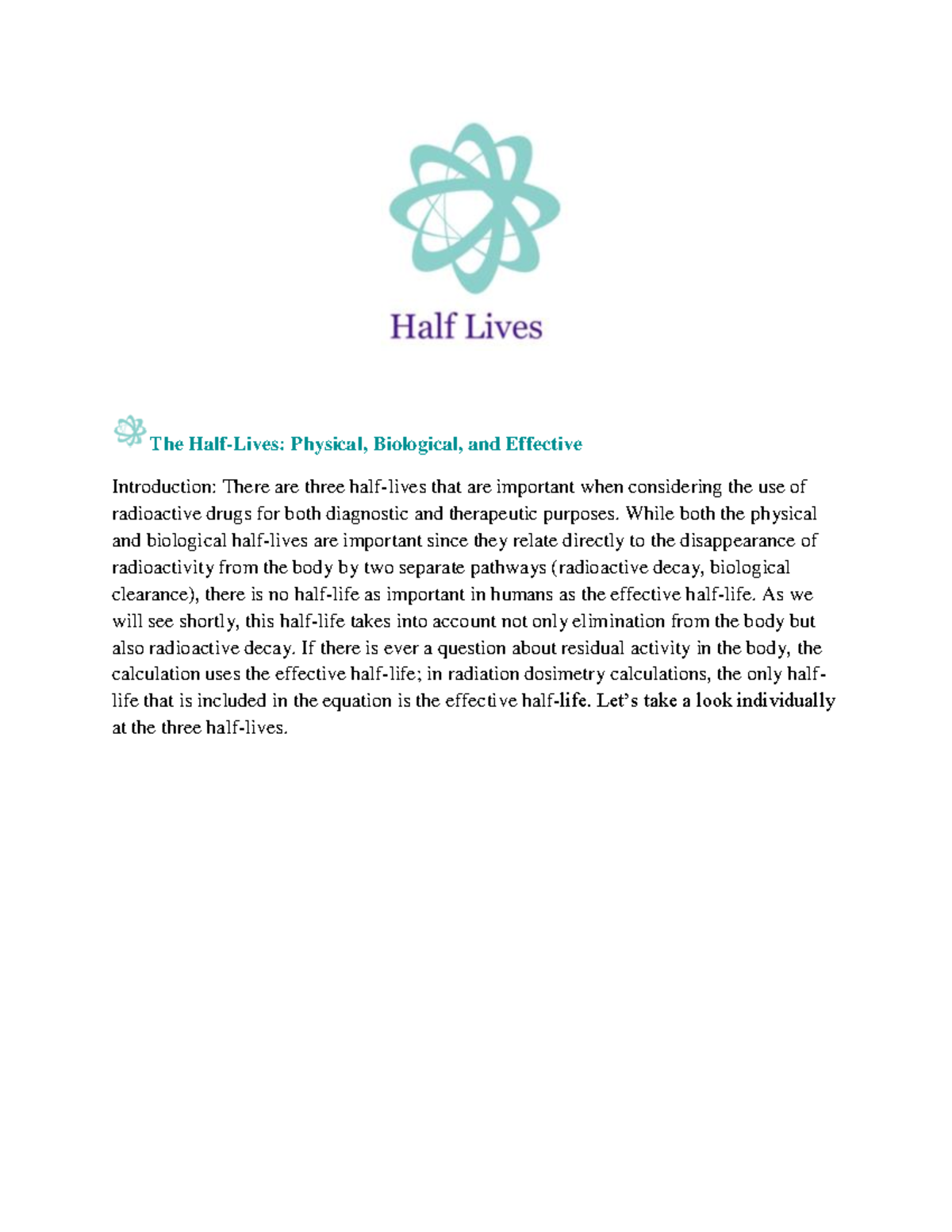 Half-lives 1 - apunhes - The Half-Lives: Physical, Biological, and ...