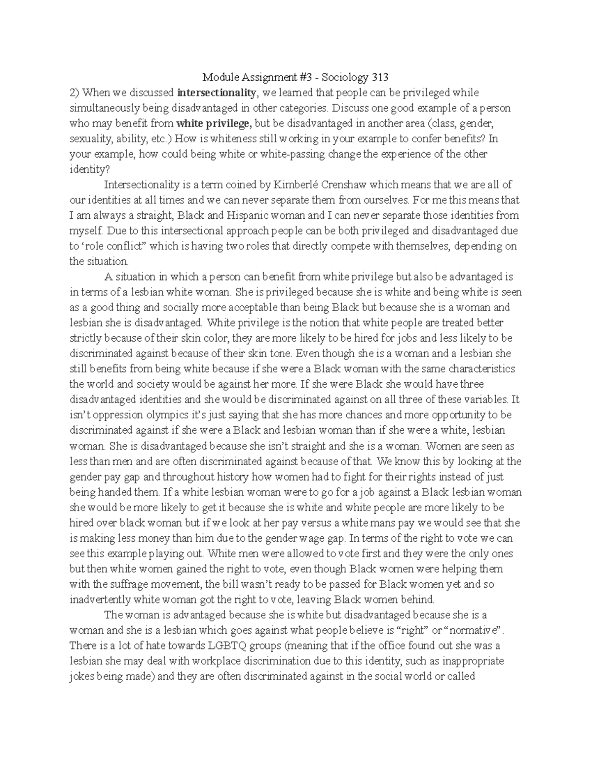 Module Assignment #3 - SOC 313 - Module Assignment #3 - Sociology 313 2 ...